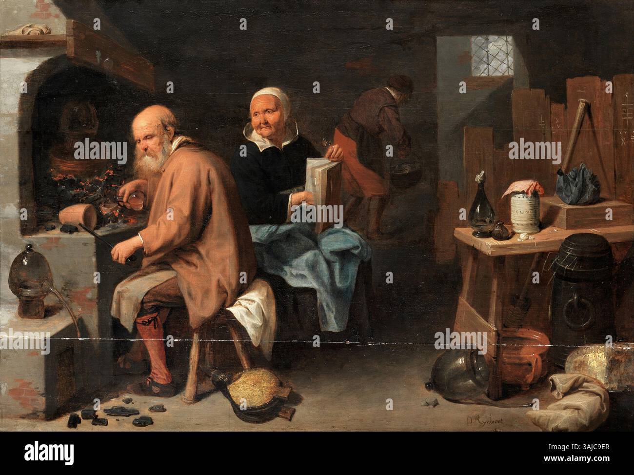 David Ryckaert III's 'Alchemist and His Wife in a Workshop,' painted ...