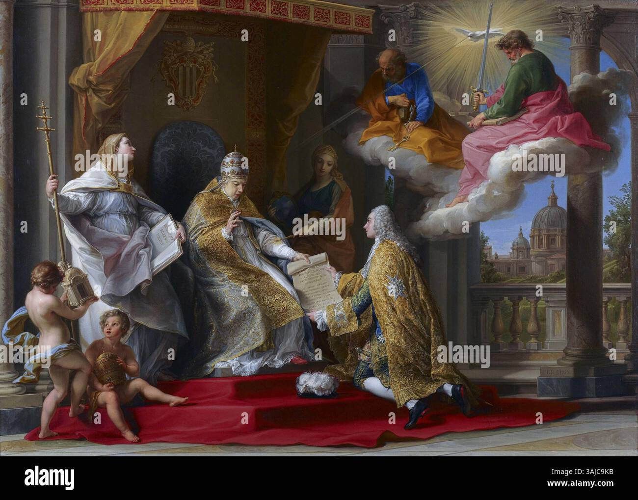 Pompeo Batoni’s painting of Pope Benedict XIV, circa 1757, shows the ...