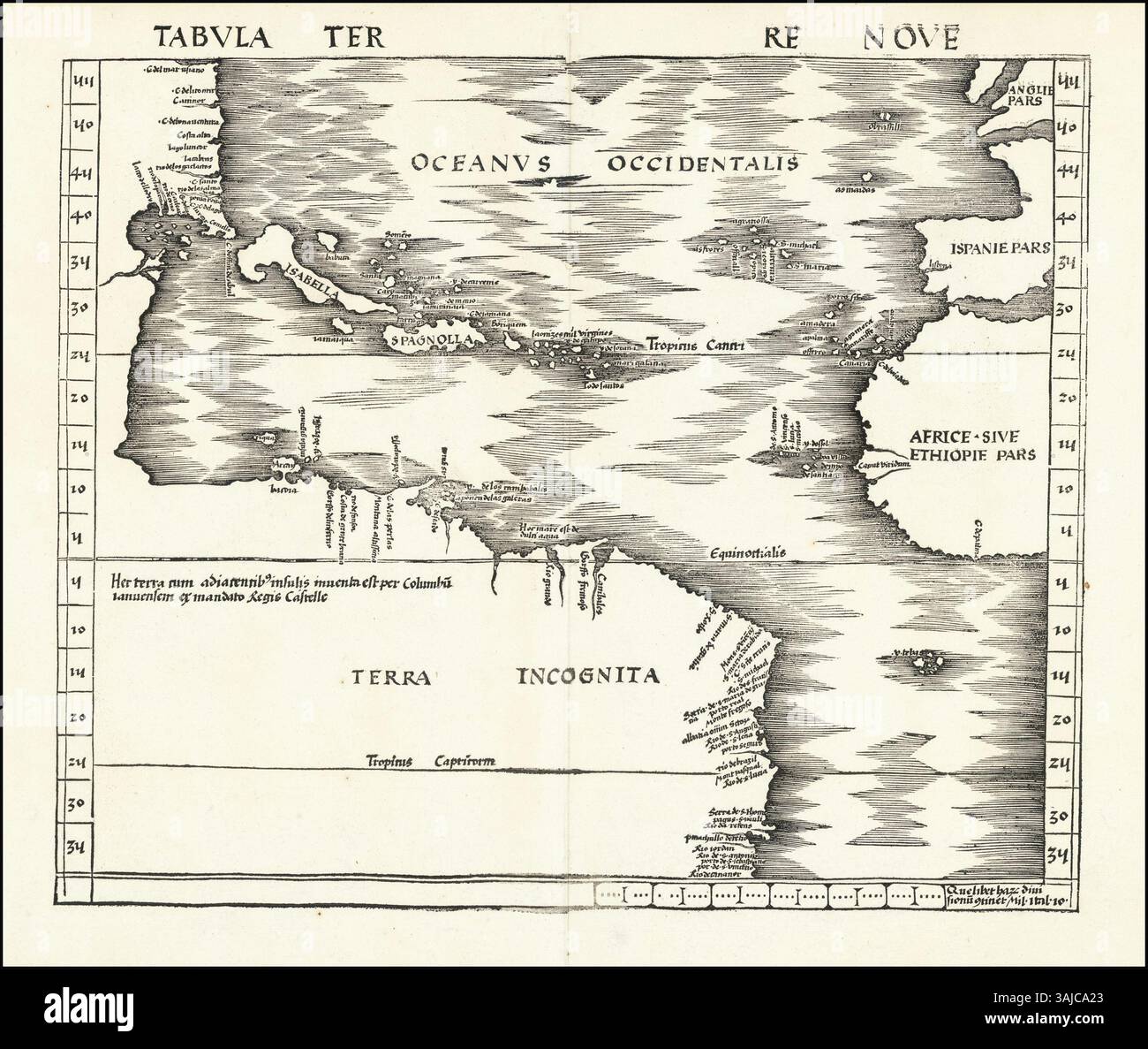 The 'Tabula Terre Nove' by Martin Waldseemüller, created in 1513, is ...