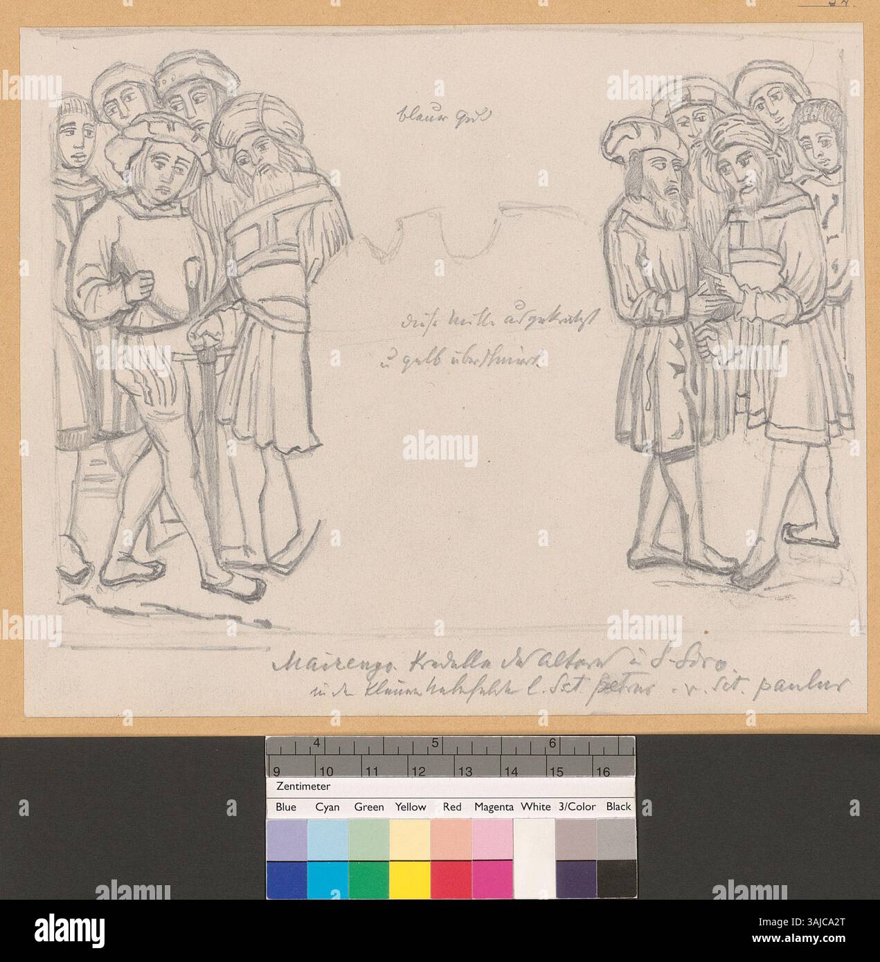 This 1889 drawing by Johann Rudolf Rahn shows the predella of the late Gothic altarpiece in San ...