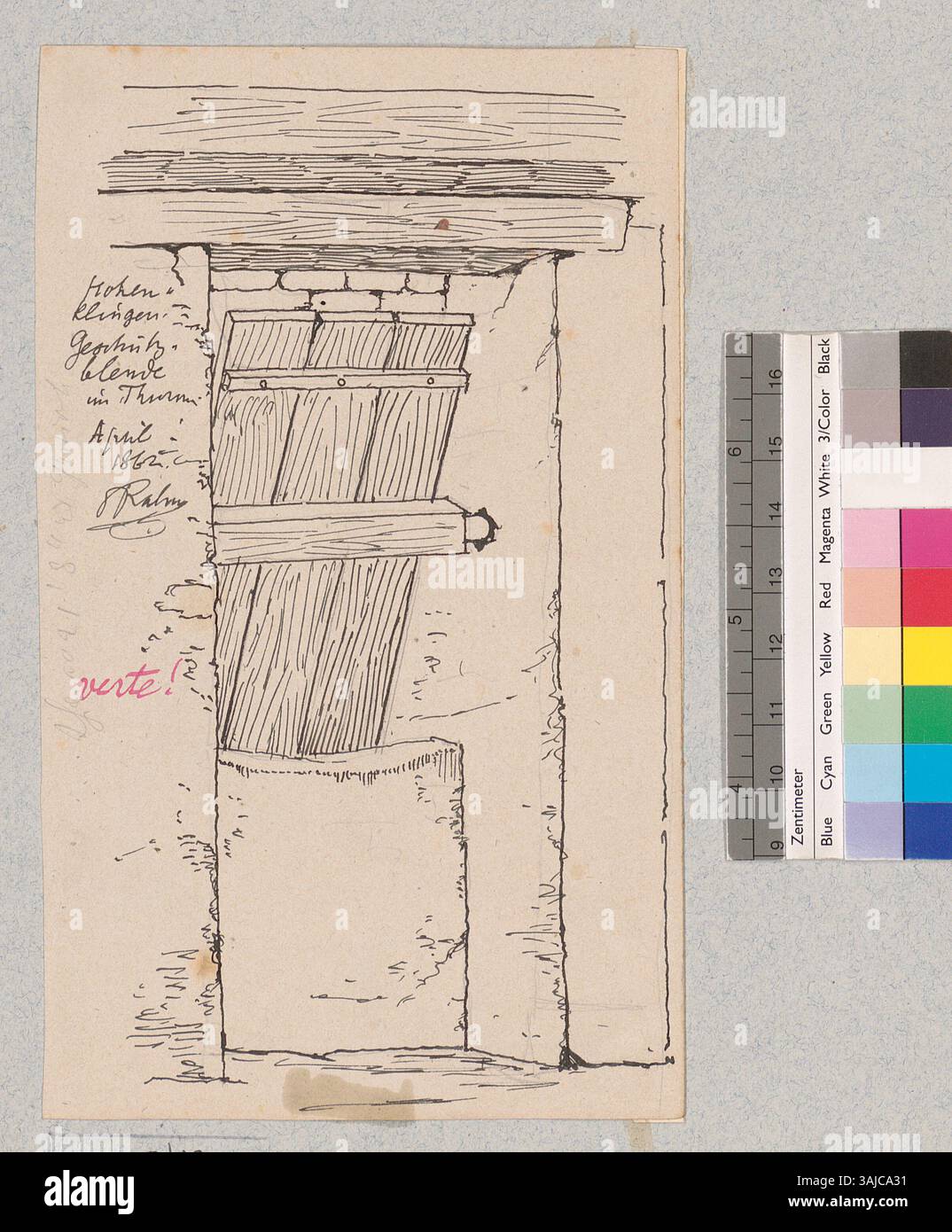 This illustration depicts a gun embrasure (Geschützblende) in the tower ...
