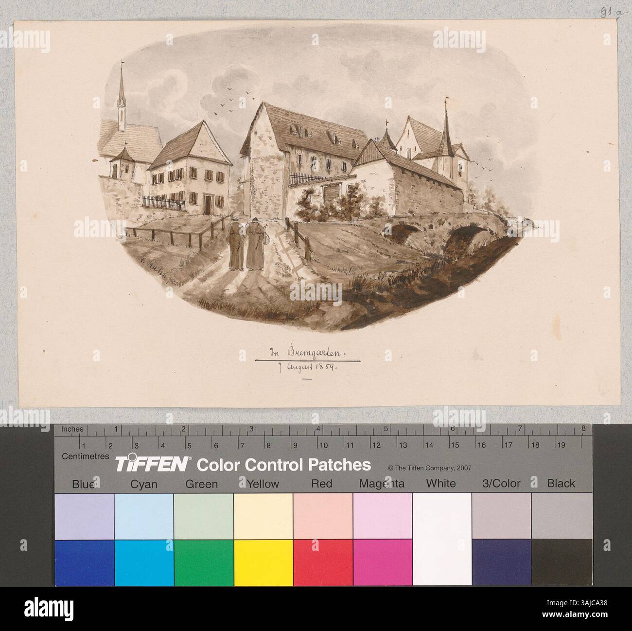 This 1859 depiction by Johann Rudolf Rahn shows an aerial view of ...