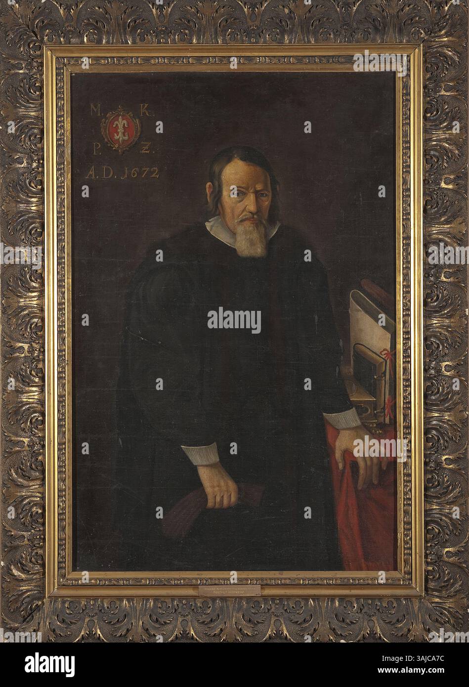 This 1672 portrait of a man bearing the M.K. Gozdawa coat of arms is an ...