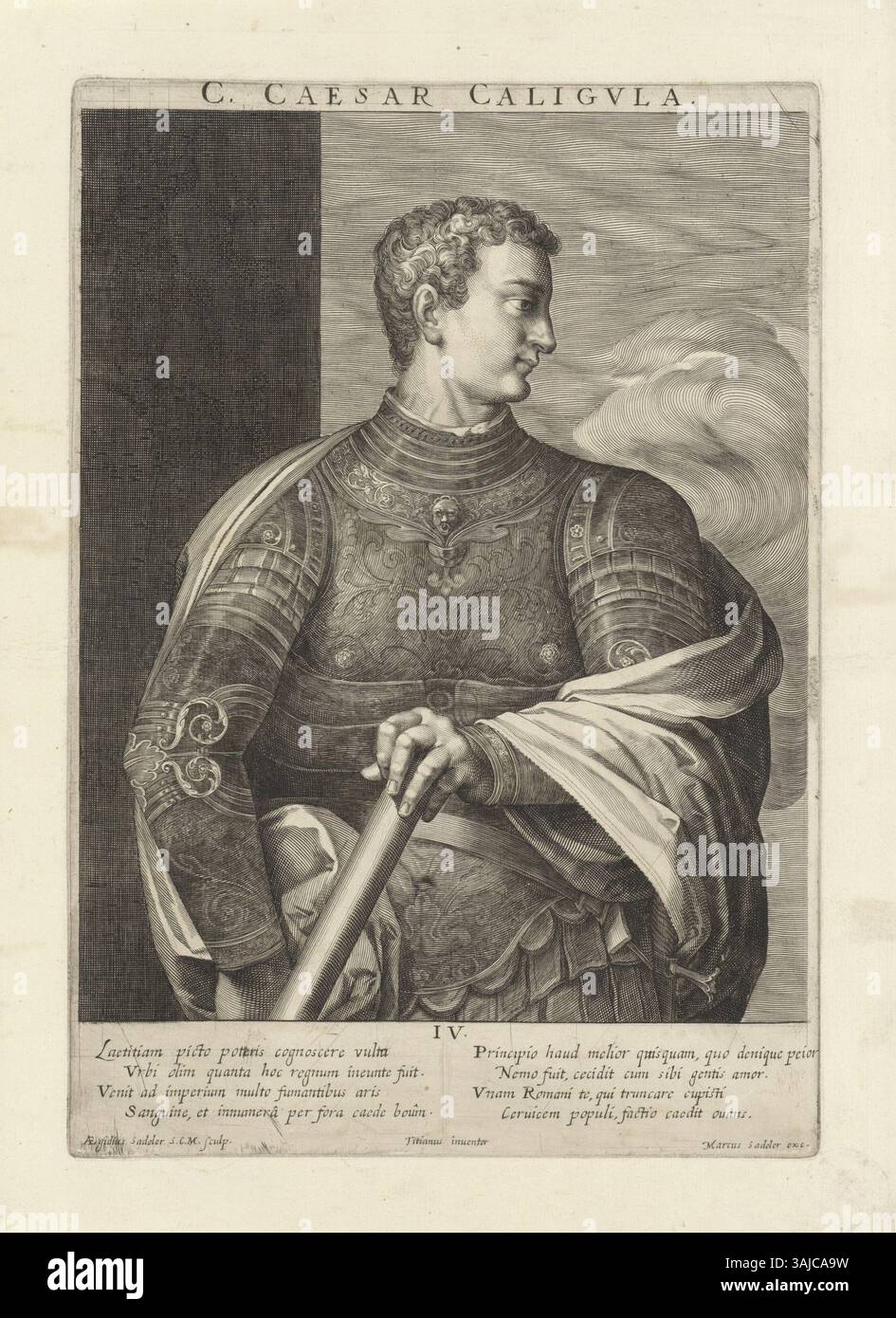 This engraving by Aegidius Sadeler, titled 'Emperor Caligula', dates ...