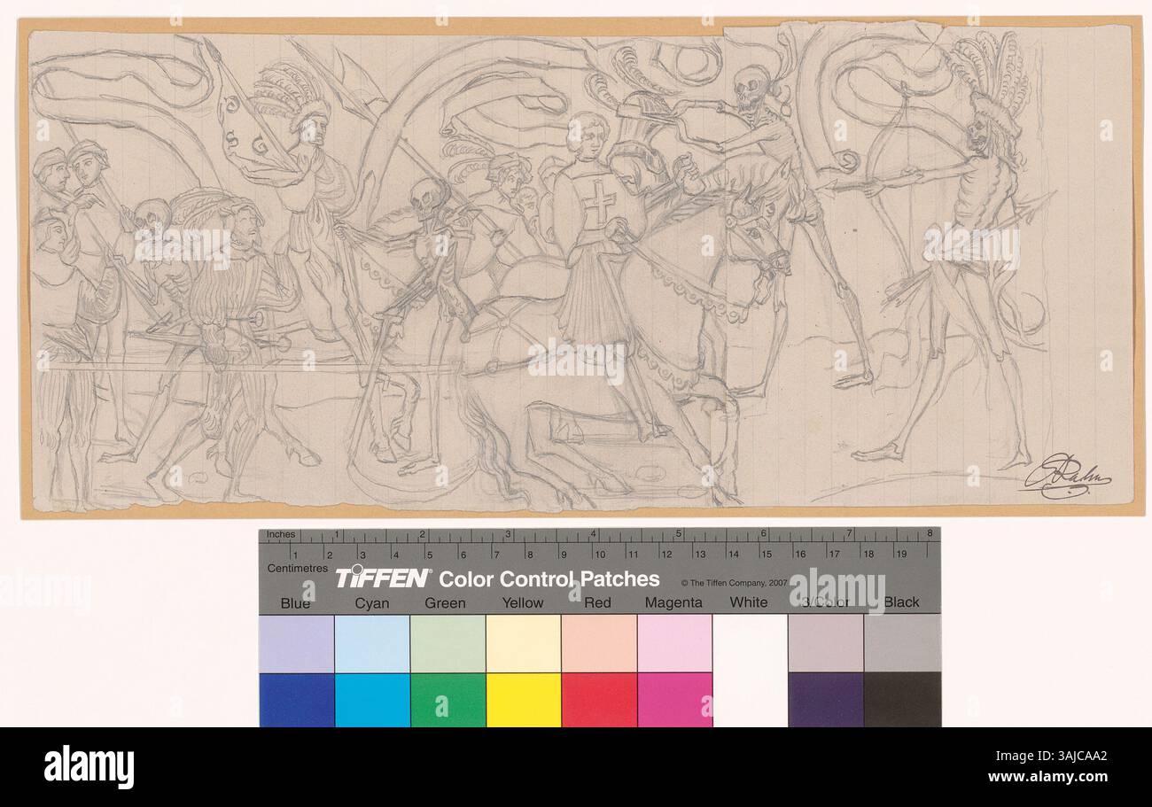 The drawing represents a section of the Dance of Death cycle, depicting ...