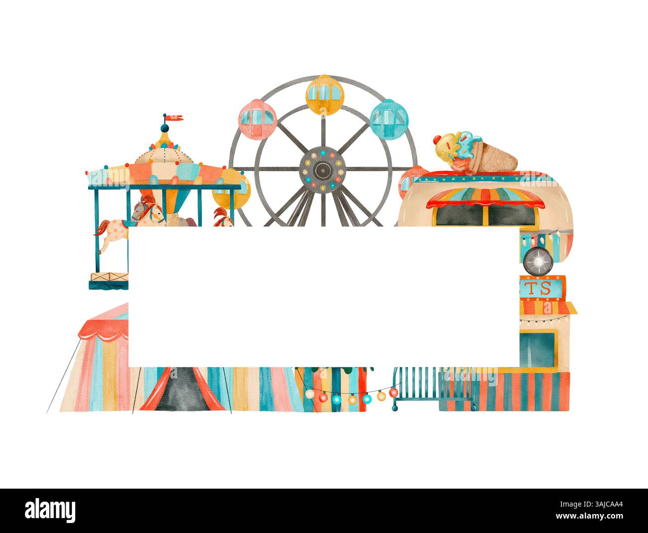 A whimsical carnival background that showcases rides and playful ...