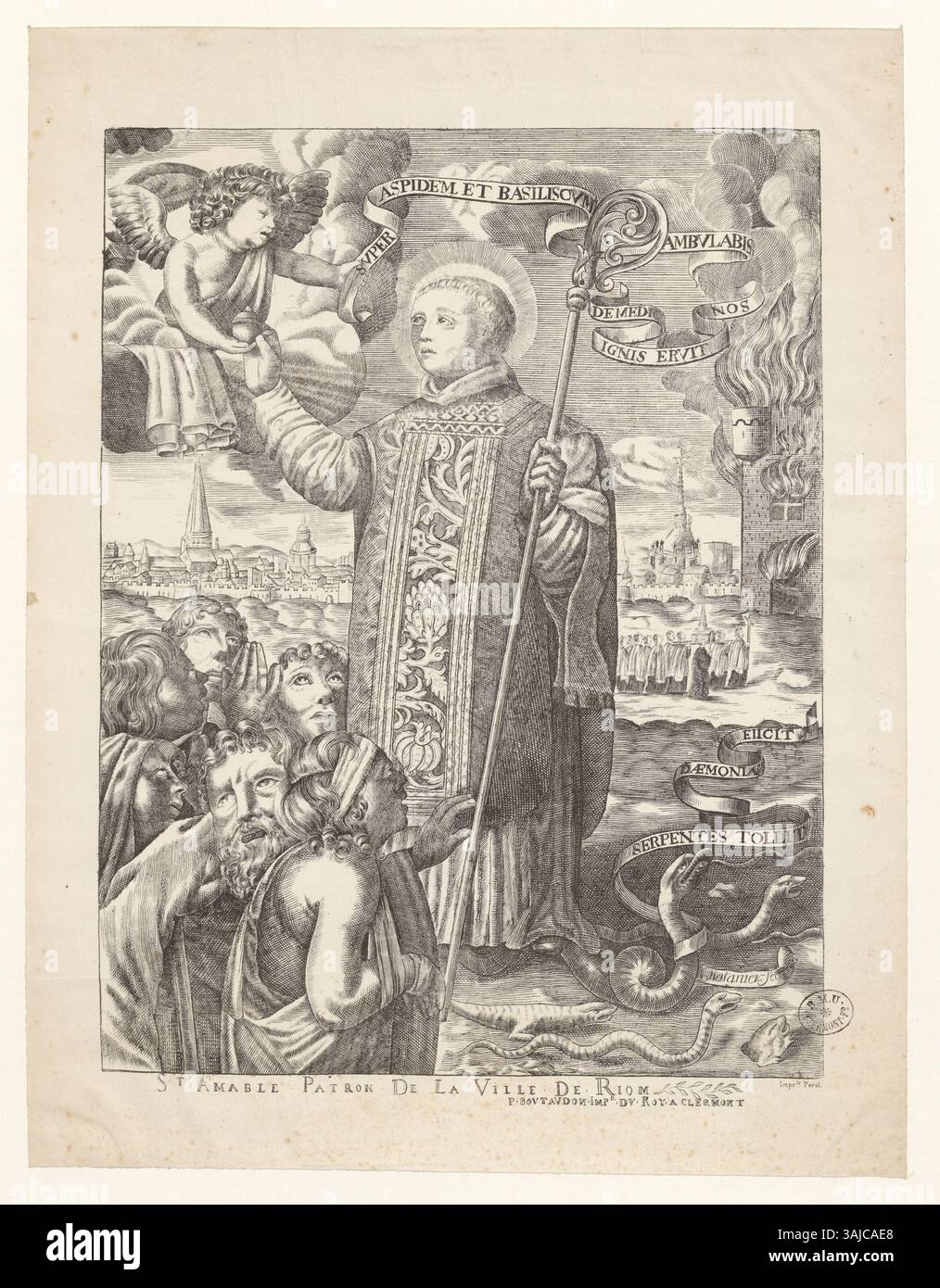 BOYER 36 print by Agénor Altaroche, lithograph of Saint Amable, Patron ...