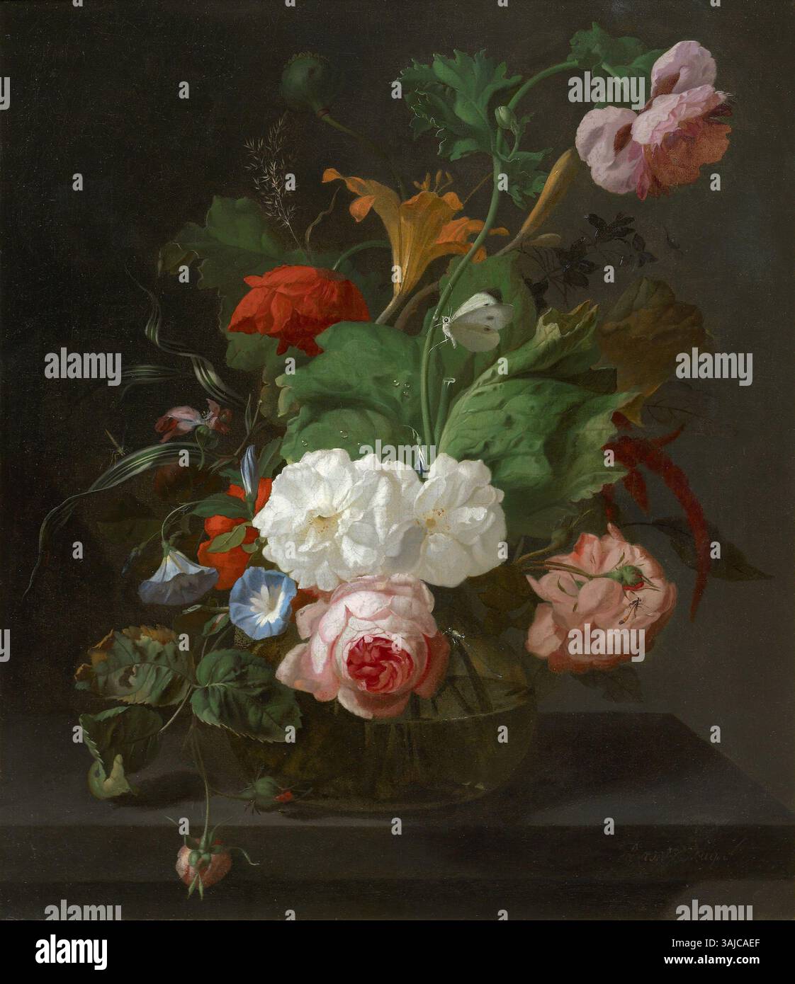 This painting by Rachel Ruysch, dated between 1699 and 1701, depicts a ...