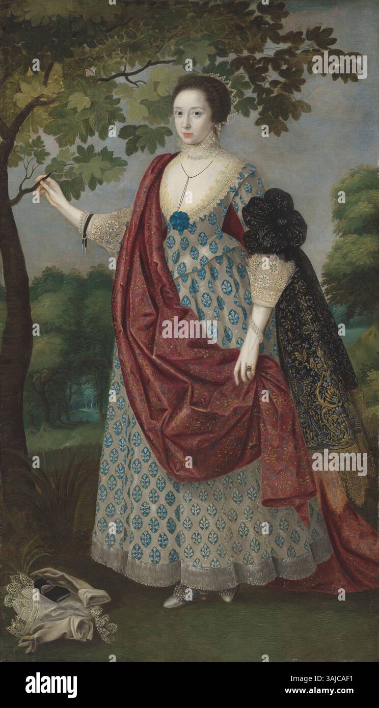 Robert Peake the Elder’s portrait of Cecilia Neville, painted between 1617 and 1618, depicts ...