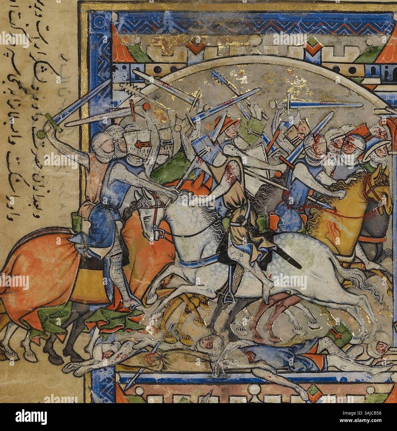 This leaf from the Morgan Picture Bible depicts the battle between ...