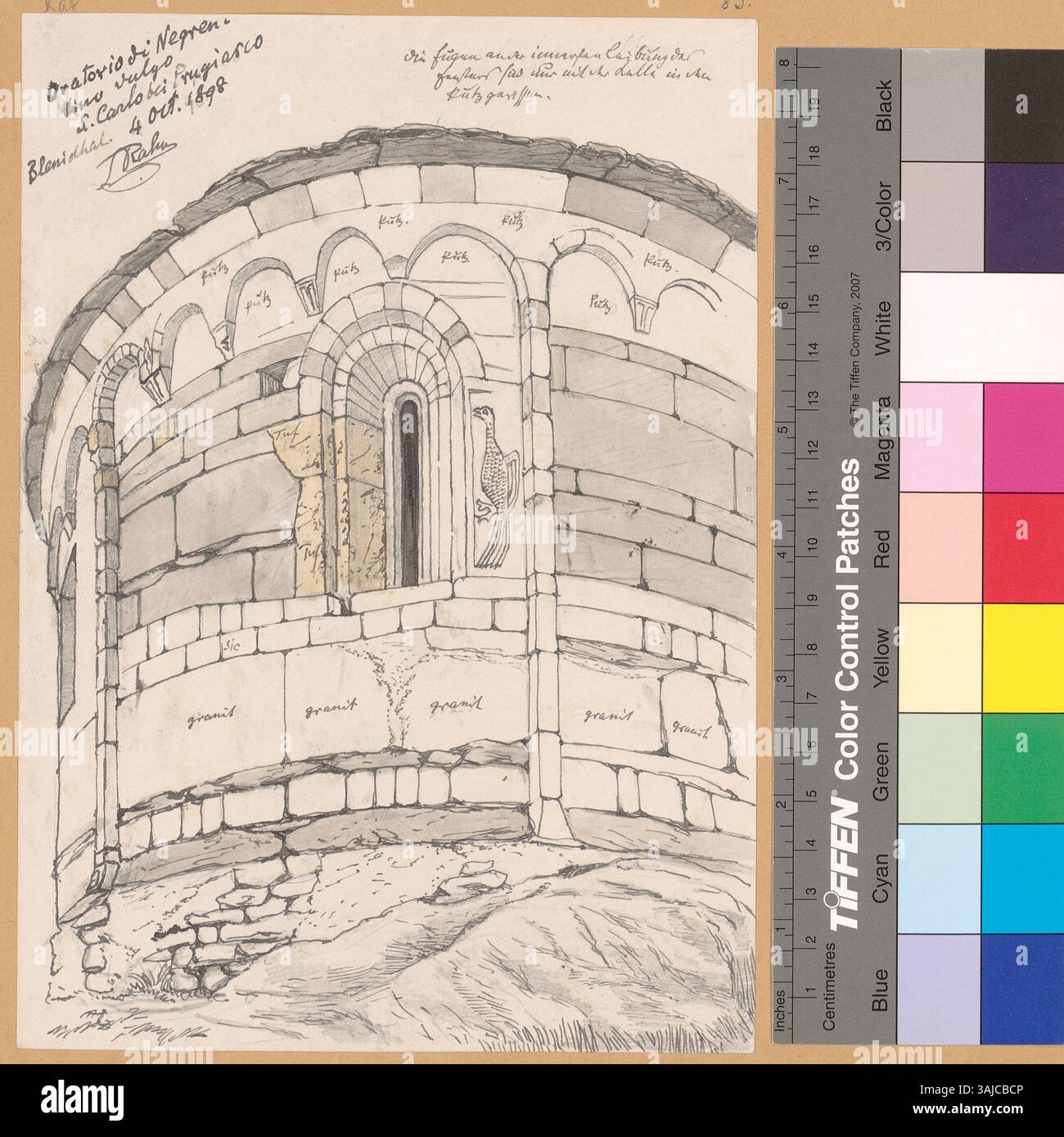 This 1898 drawing by Johann Rudolf Rahn depicts the exterior view of the older apse of the ...