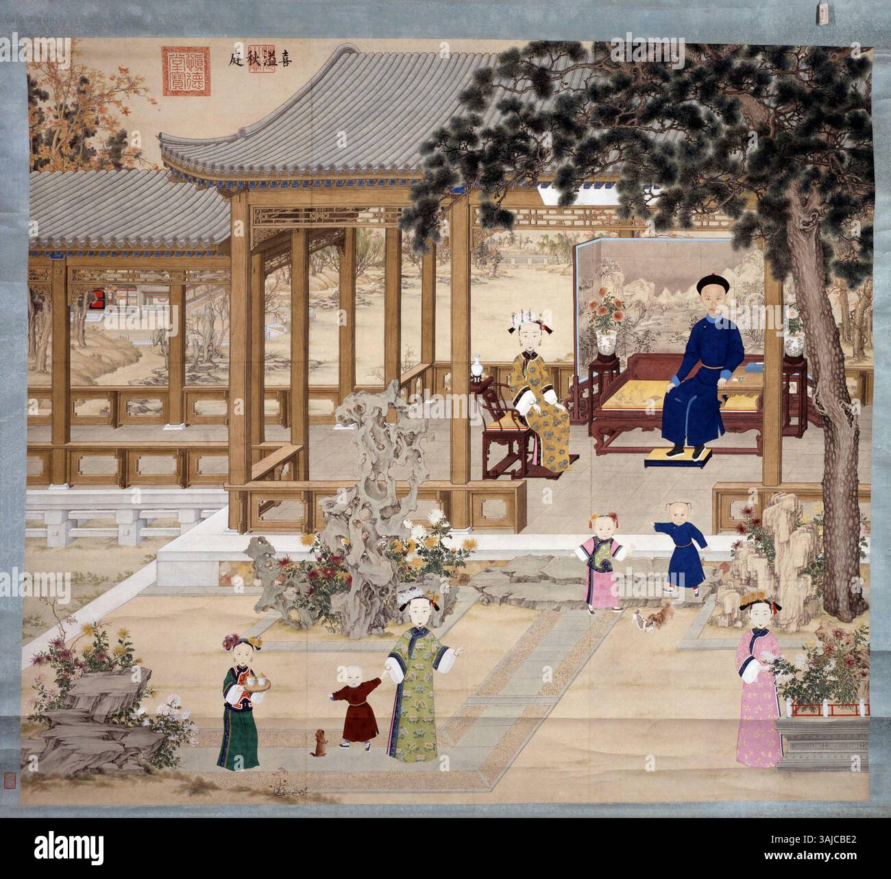 This ink and color painting on paper from The Palace Museum represents ...