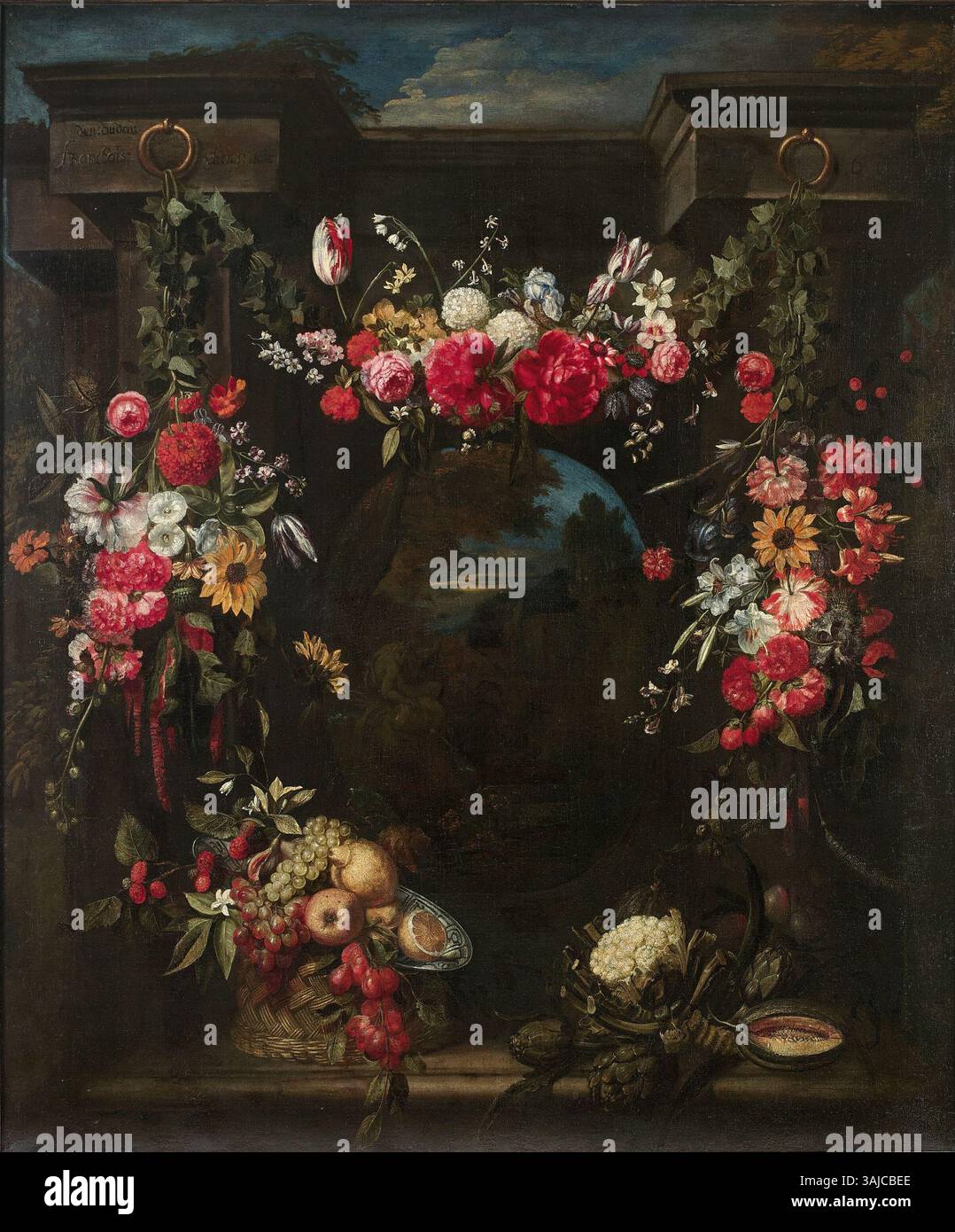 Frans Ykens’ 'Garland of Flowers, Fruits and Vegetables Surrounding a ...