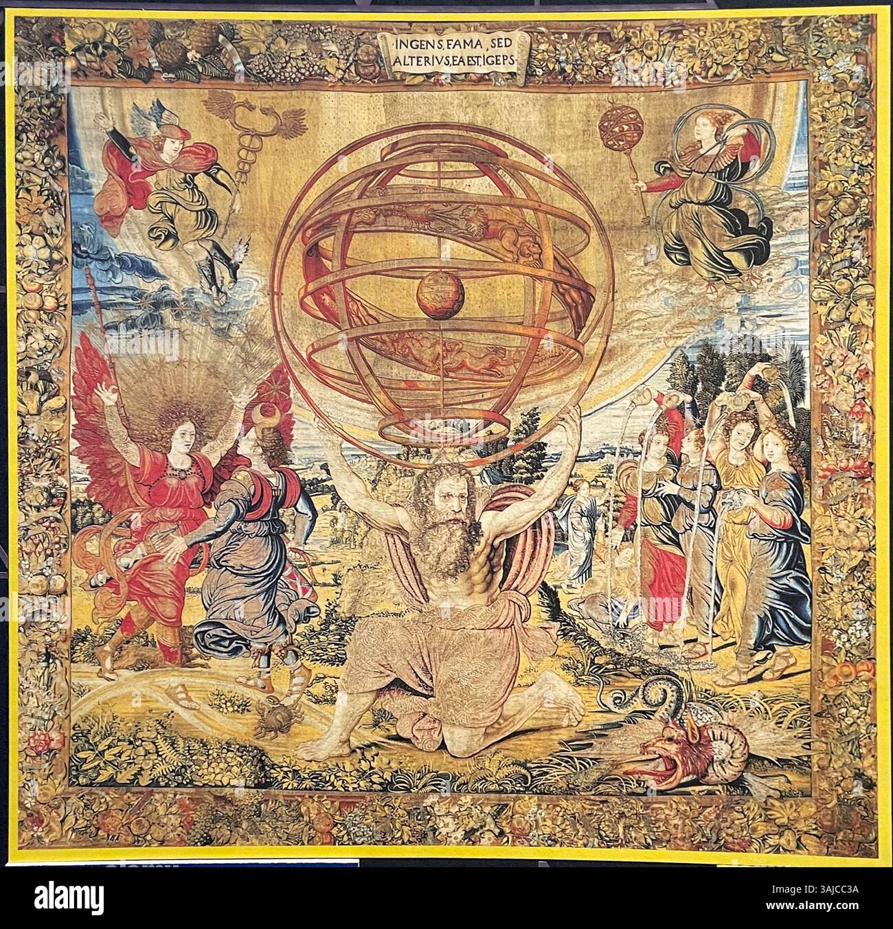 This 1530s tapestry, attributed to Bernard van Orley, depicts Atlas ...