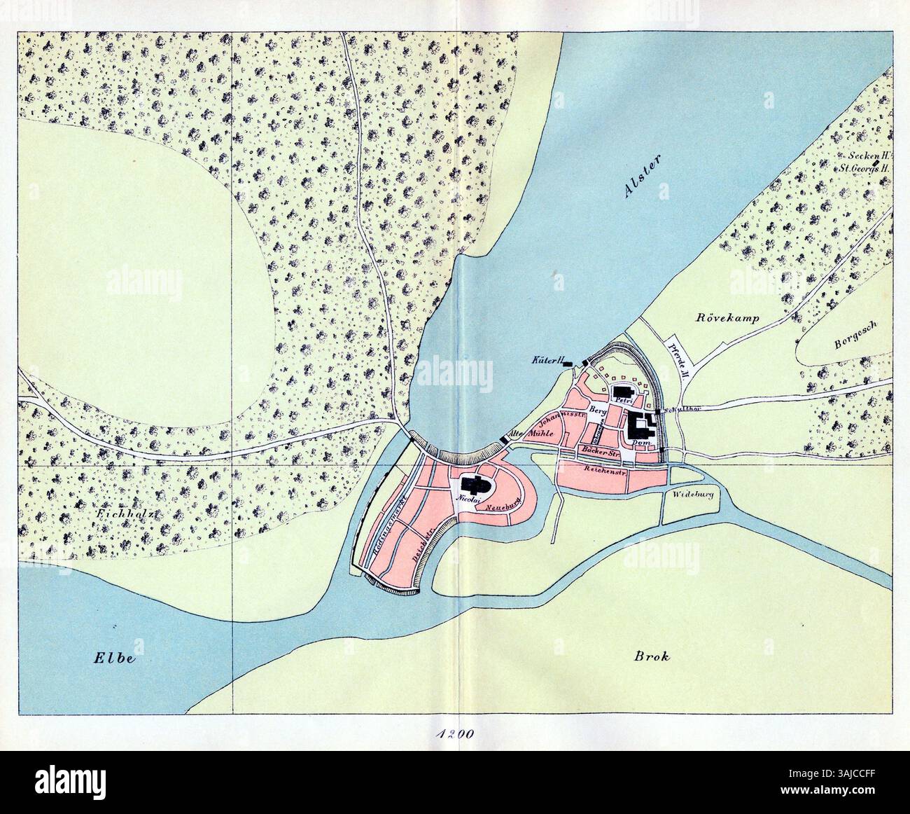 This map, created by Ernst Hermann Wichmann in 1896, depicts Hamburg ...