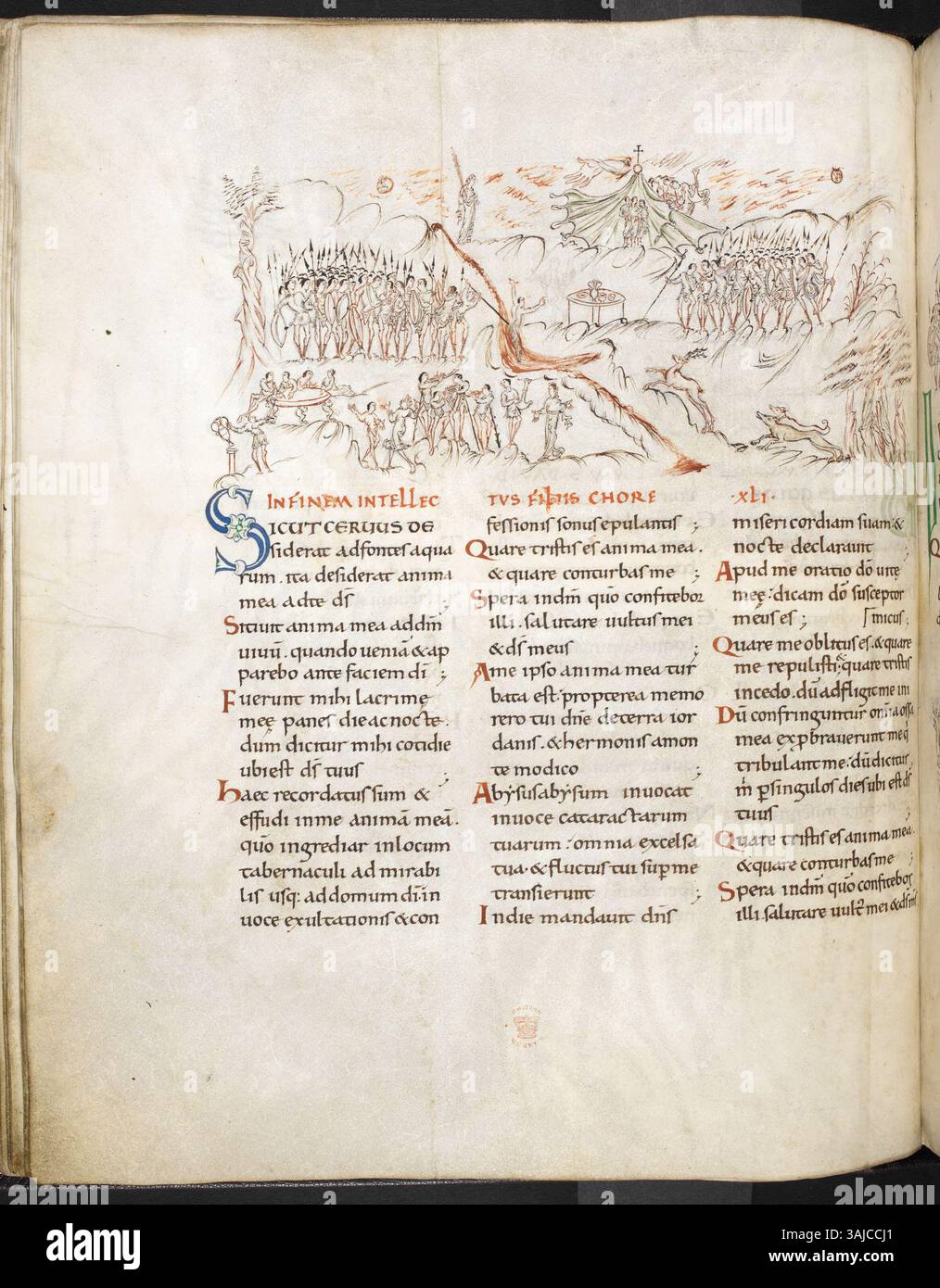 The reverse side of a page from the *Psautier Harley*, circa 1000-1050 ...