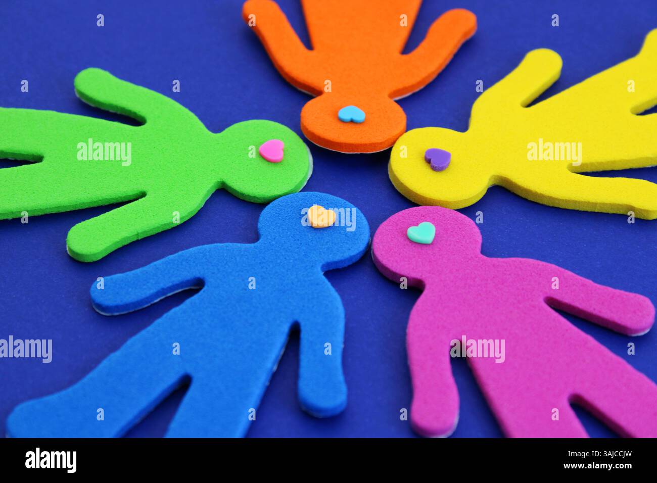 Group of people with positive thoughts expressed with colorful hearts ...