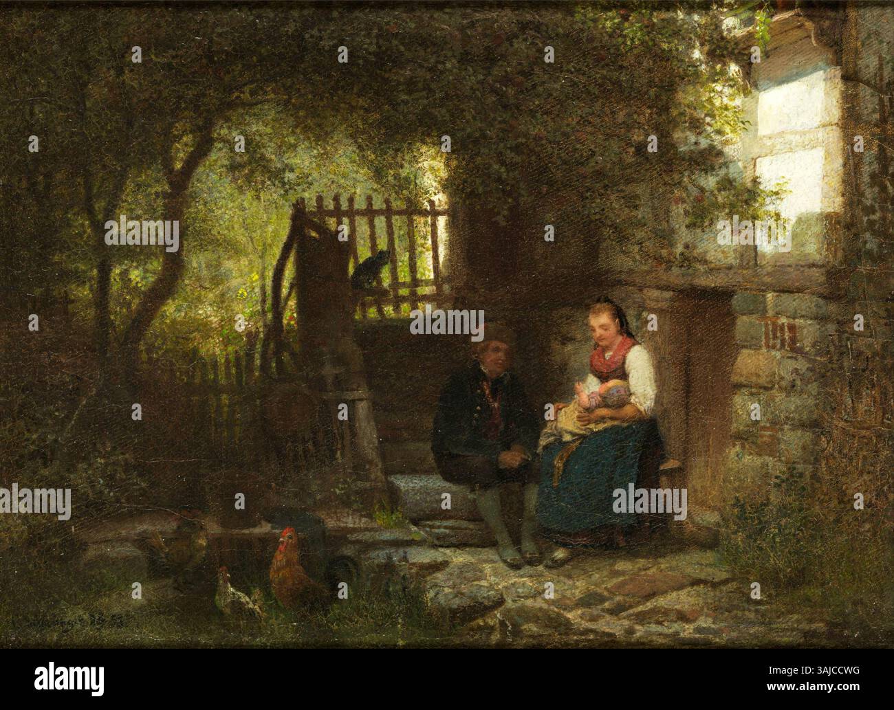 This oil on canvas painting by Carl Schlesinger, signed at the bottom ...