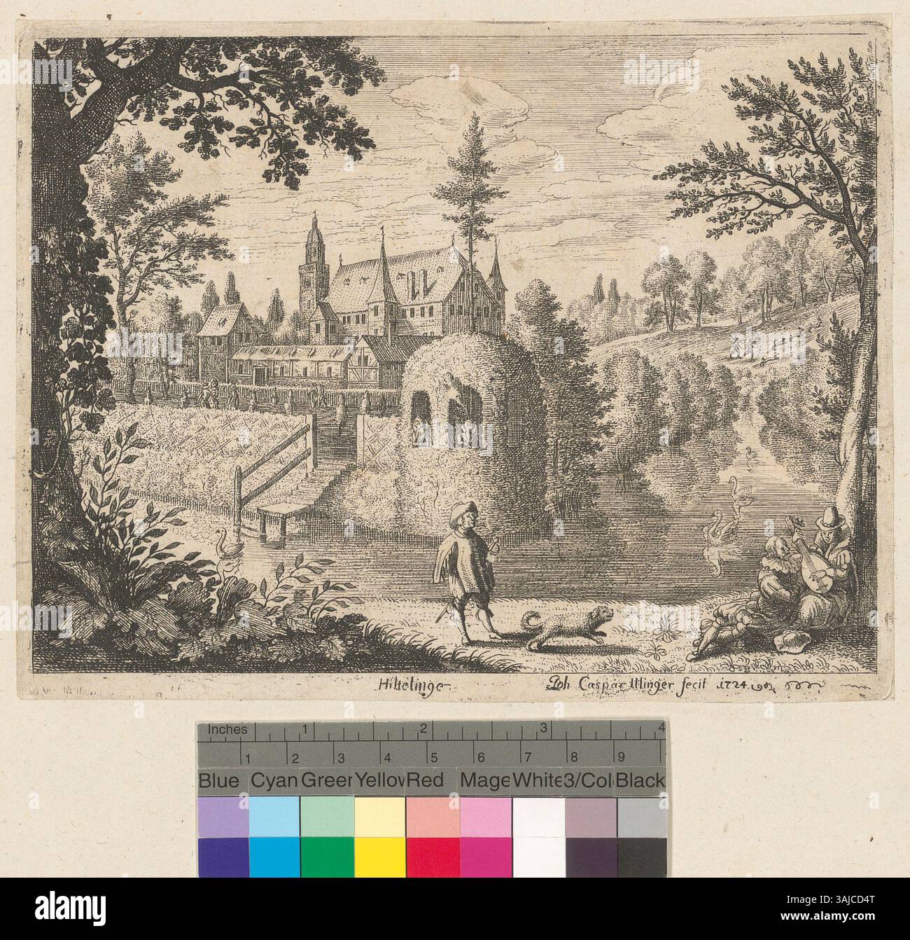 Matthäus Merian’s etching 'Hiltelingen', from 1724, shows a detailed ...