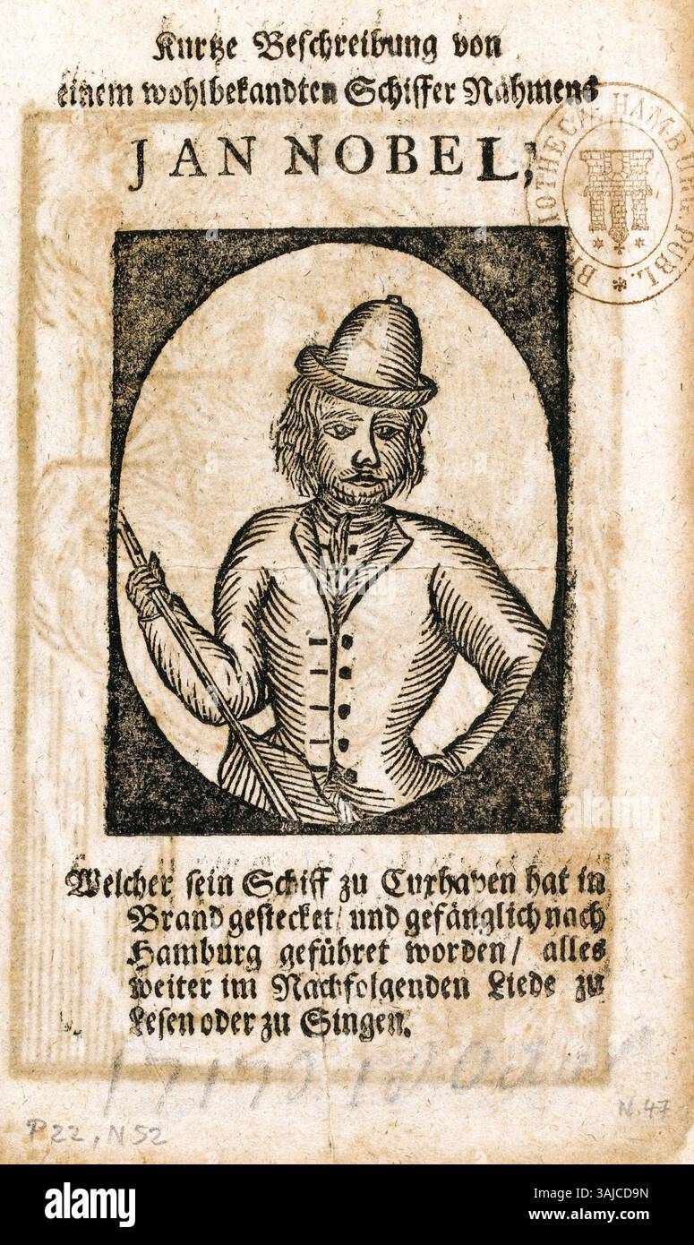Portrait of the well-known sailor Jan Nobel, accompanied by a brief ...