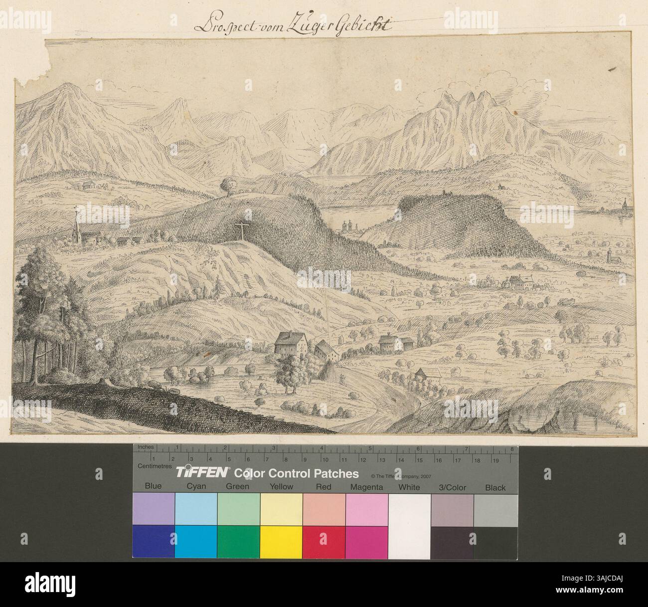 A drawing from between 1700 and 1750 depicting the Zug region. The work ...