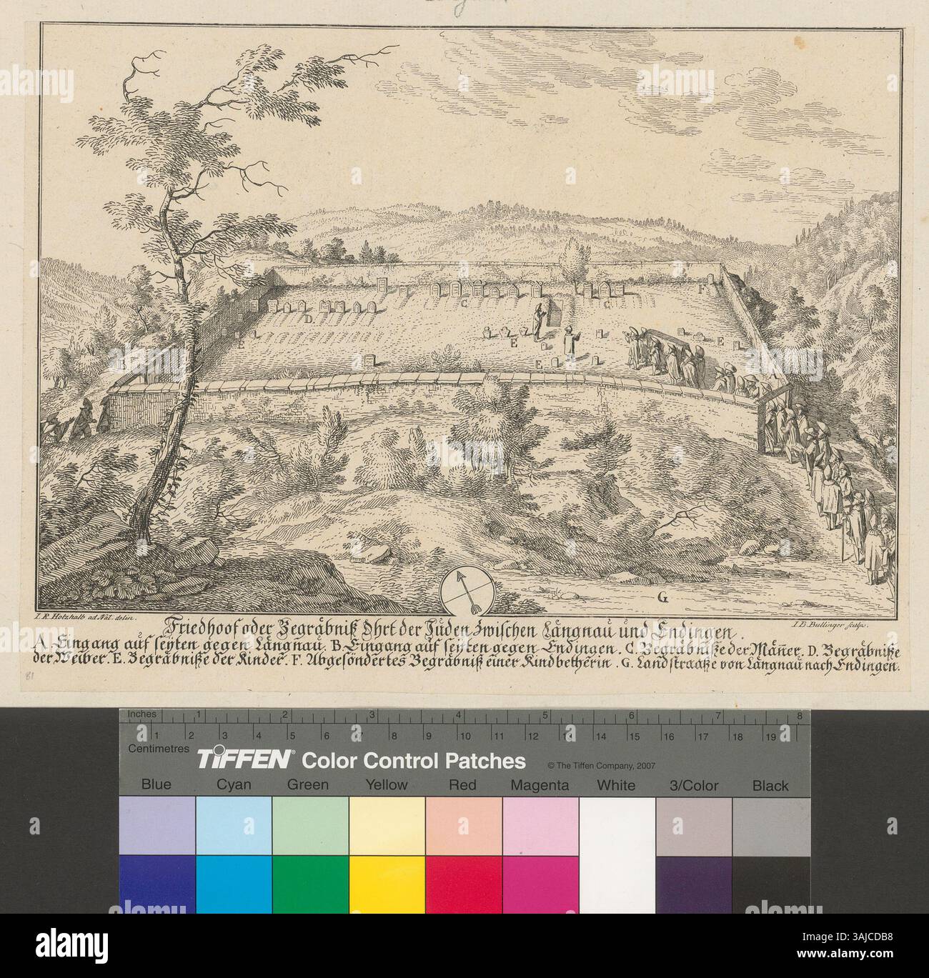 This 1768 engraving shows the Jewish burial site between Langnau and ...