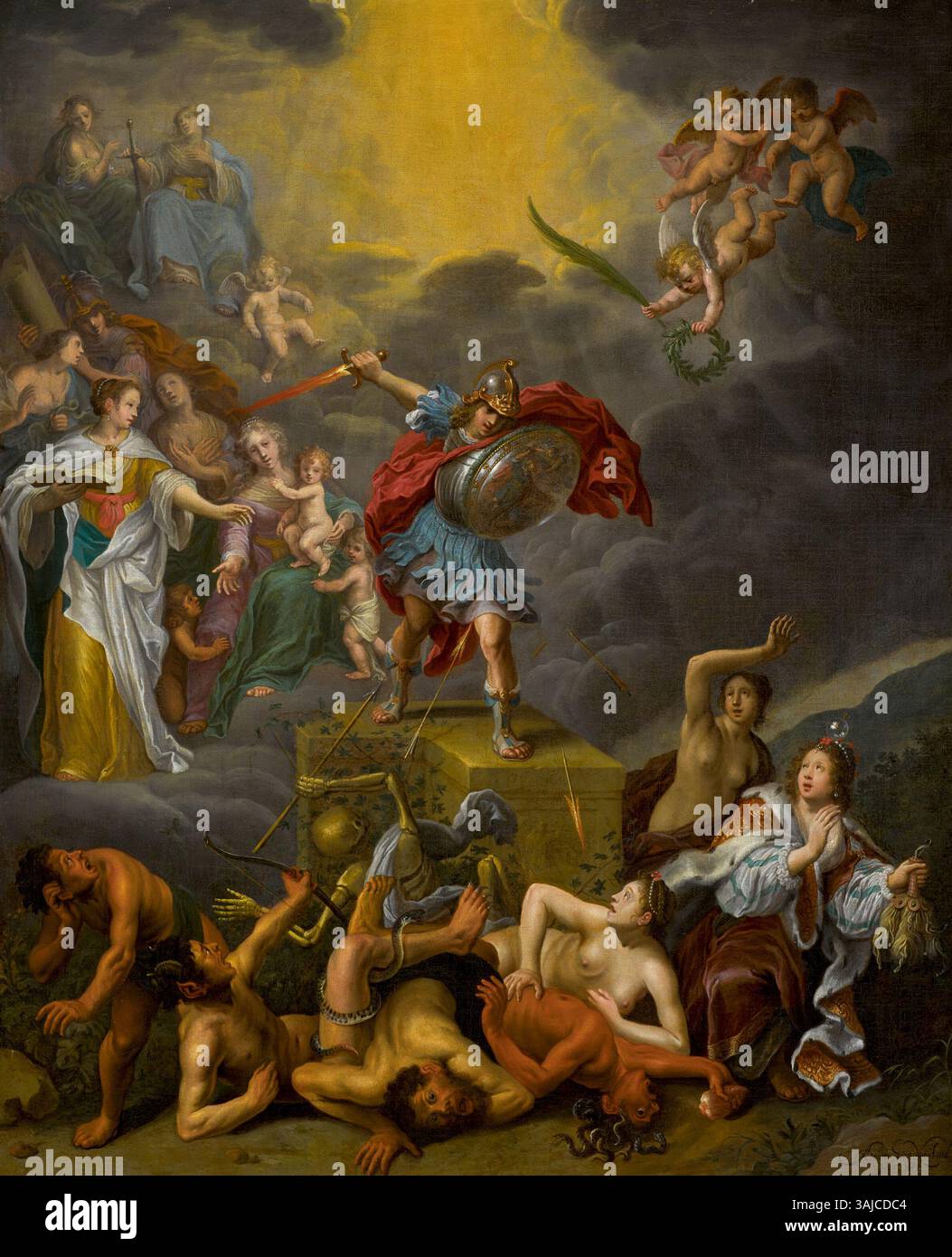 Adriaen van Nieulandt's 'Battle of Virtue Against Vice' (1655) is an ...