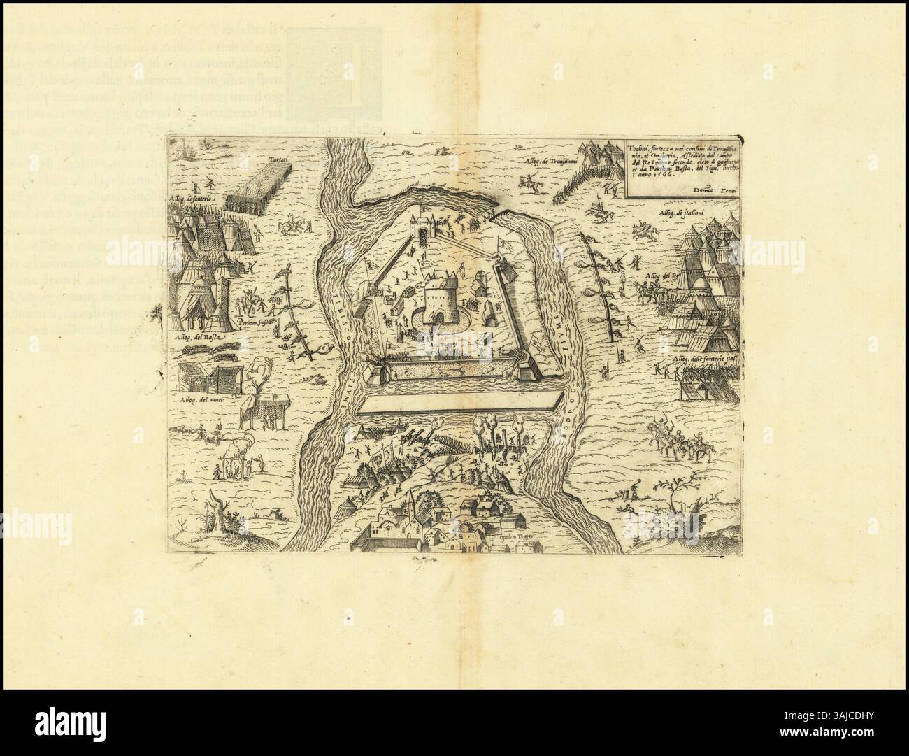 The 1566 illustration depicts the siege of Tochai Fortress, located on ...