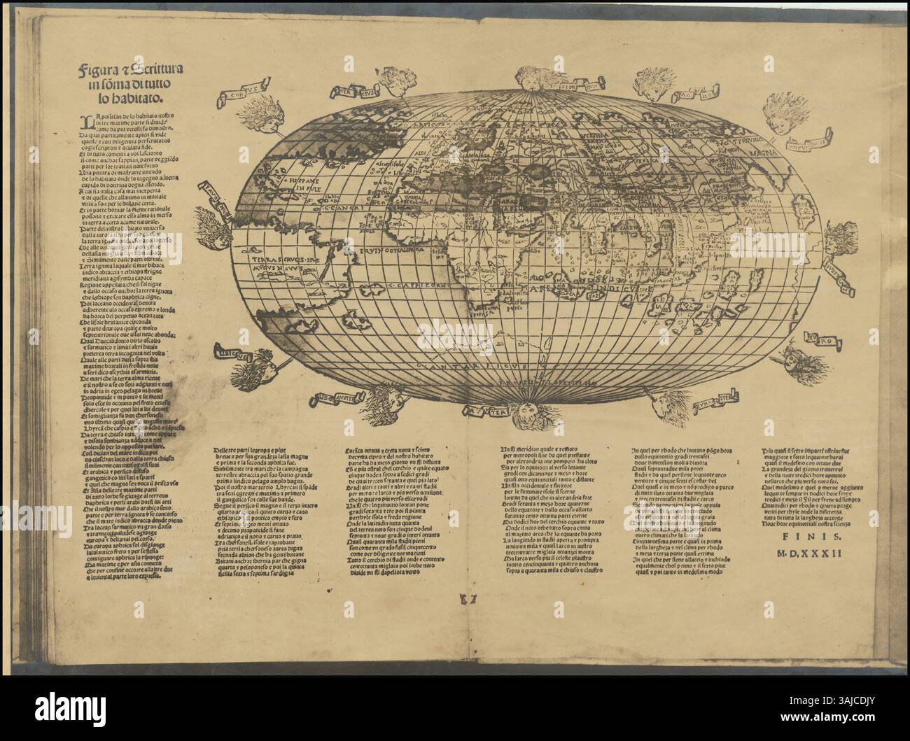 The 1532 Rosselli-Sonetti woodblock world map offers a view of the ...