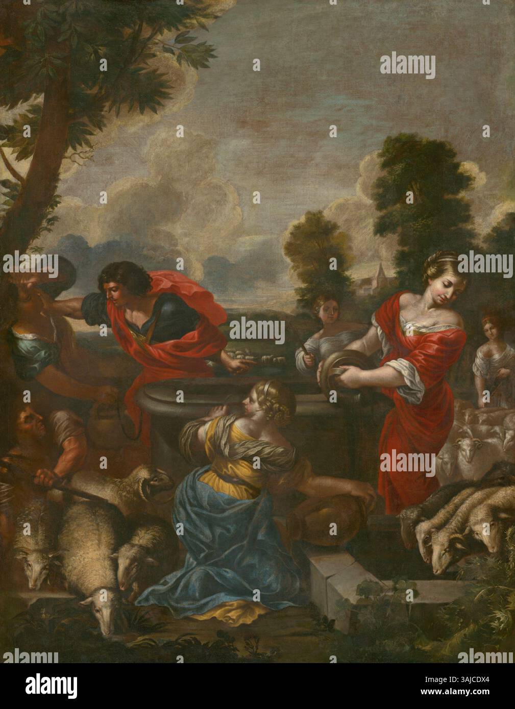 This 17th-century oil painting titled 'Moses and Jethro's Daughters' by ...