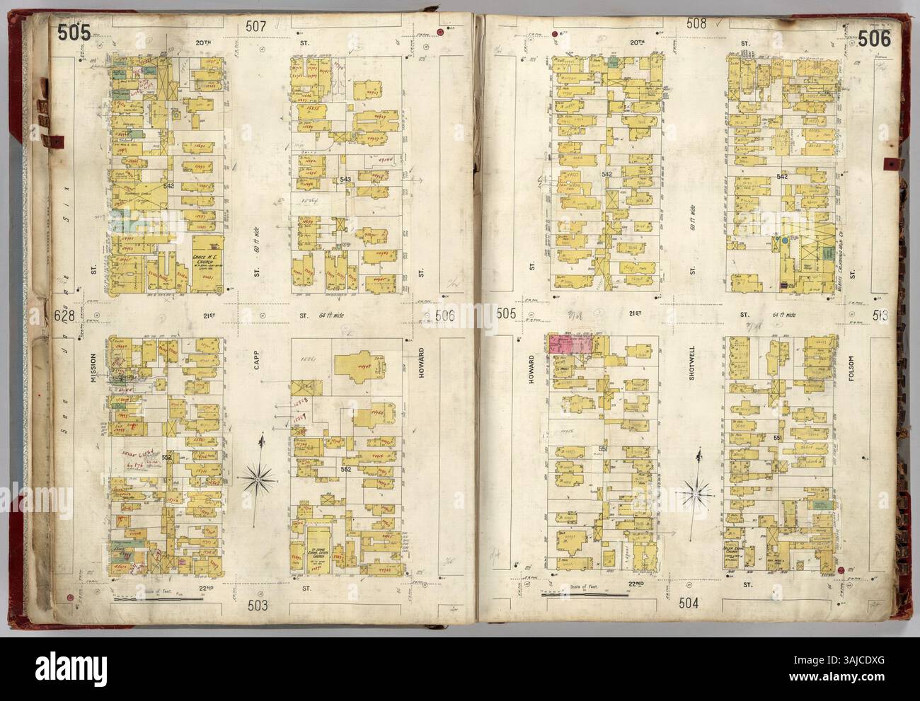 San Francisco Sanborn Insurance Map Atlas from 1905 with full-color ...