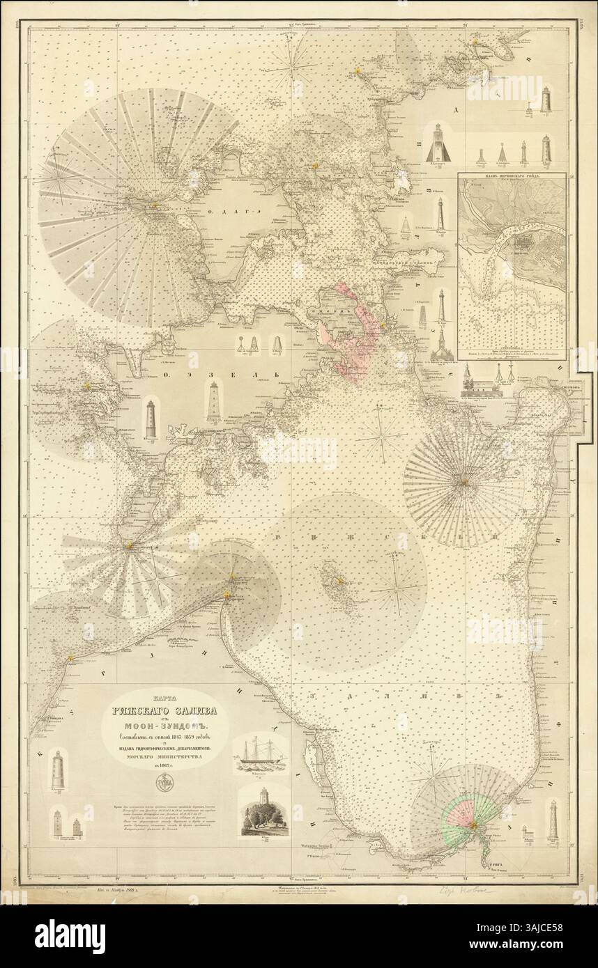 This 1869 nautical chart produced by the Russian Maritime Ministry ...