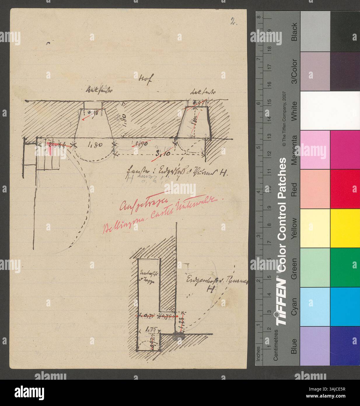 This print depicts an excerpt of the floor plan of Castel Unterwalden ...