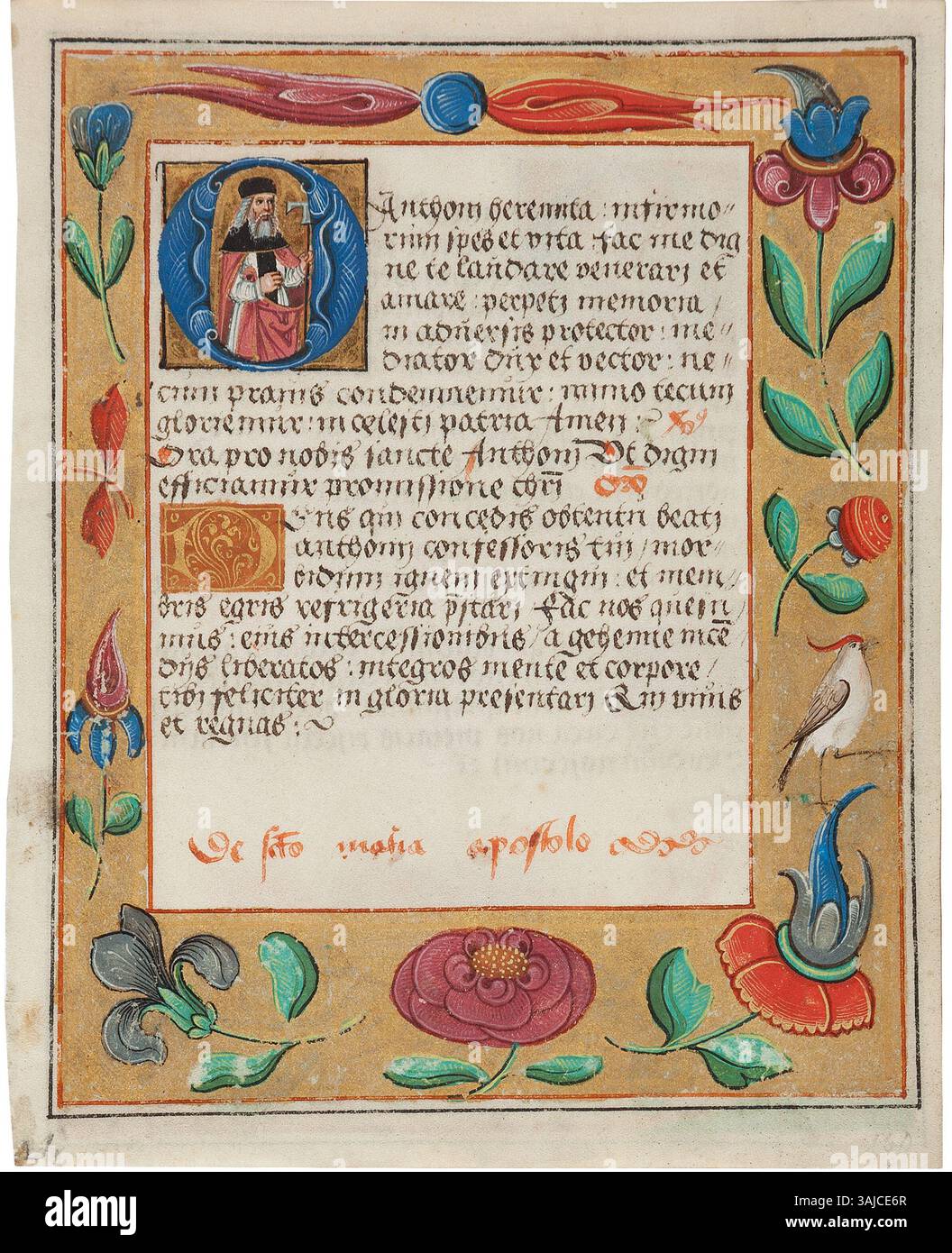 This 1524 illuminated manuscript page depicts Saint Anthony Abbot and ...