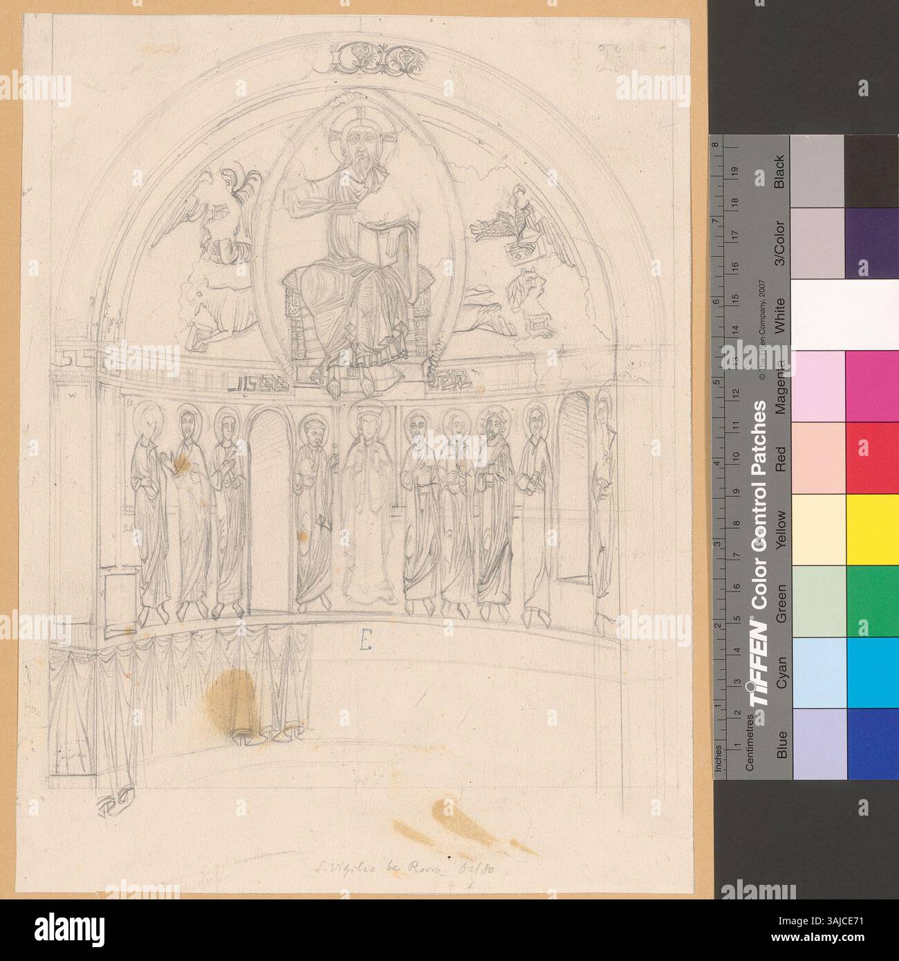 This 1880 drawing by Johann Rudolf Rahn depicts the church of St. Viglio in Rovio, Switzerland ...