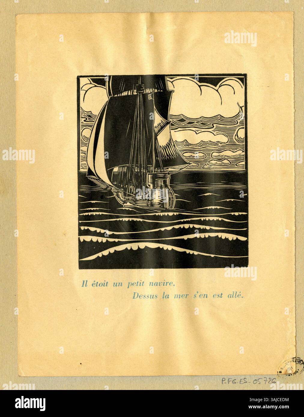 A print titled 'Il était un petit navire' (There Was a Little Ship ...
