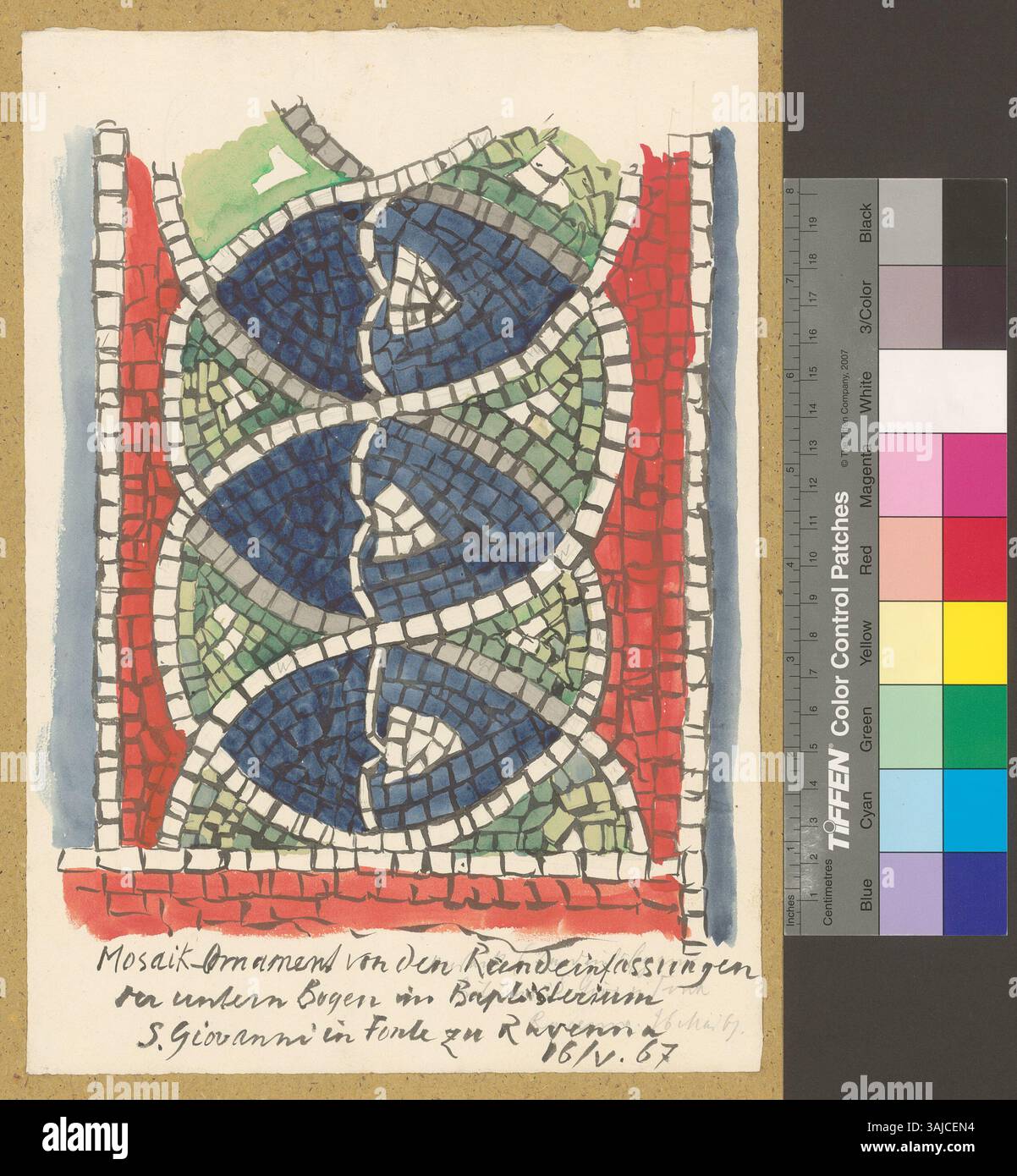 This 1867 drawing by Johann Rudolf Rahn shows the mosaic ornamentation ...