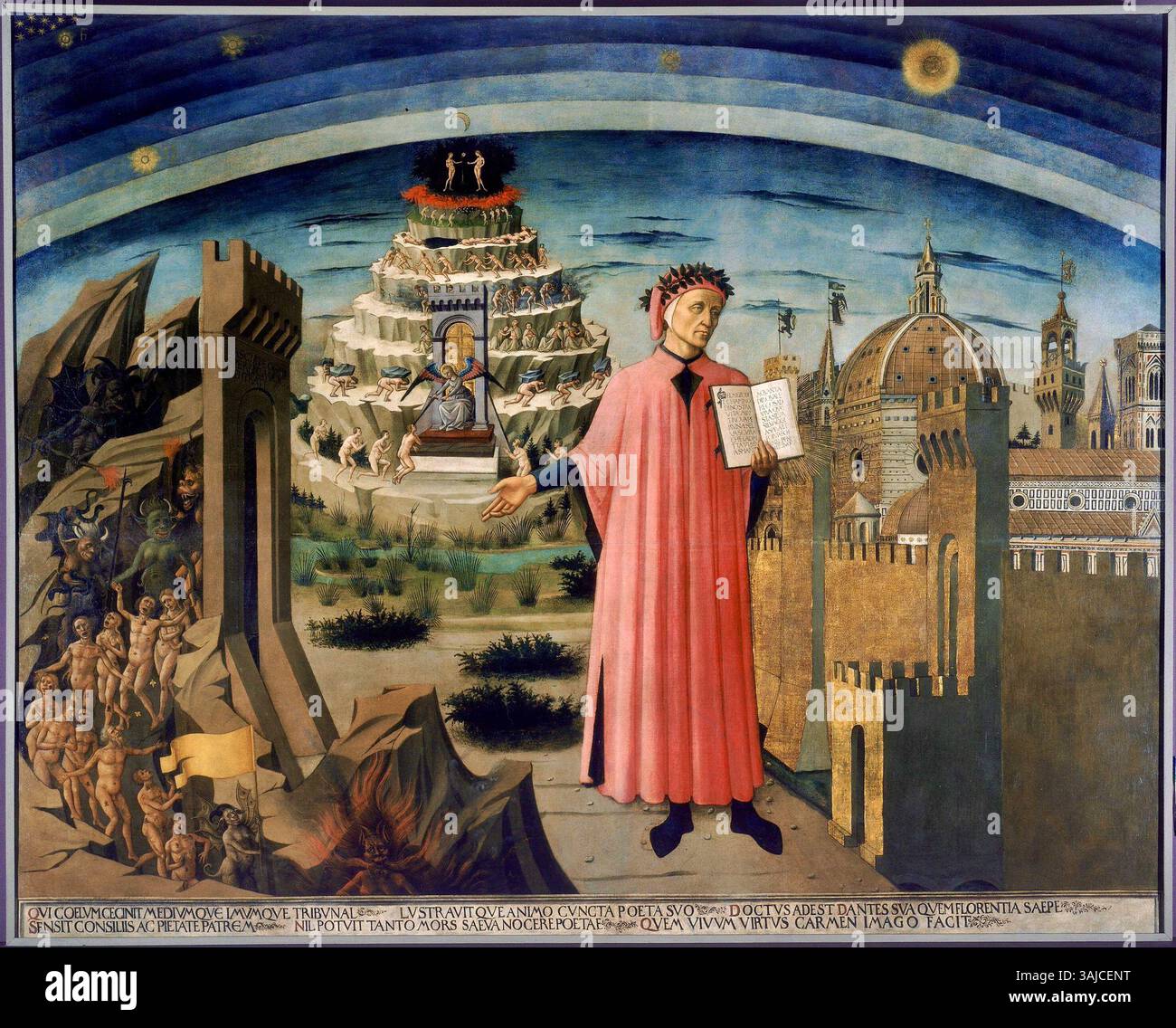 Dante Alighieri's 'Divina Commedia' is depicted in this 1465 painting ...