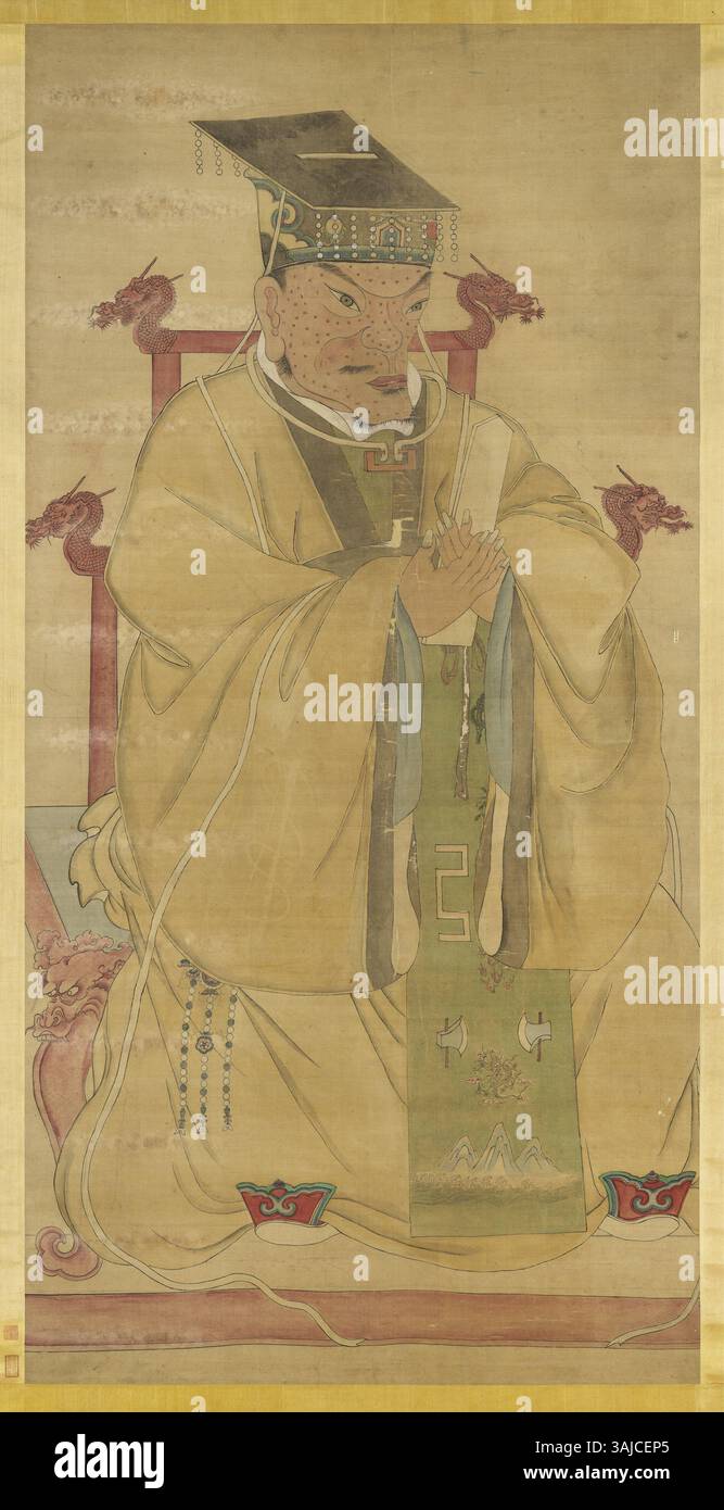 This 14th-century painting from the Ming Dynasty depicts the Hongwu ...
