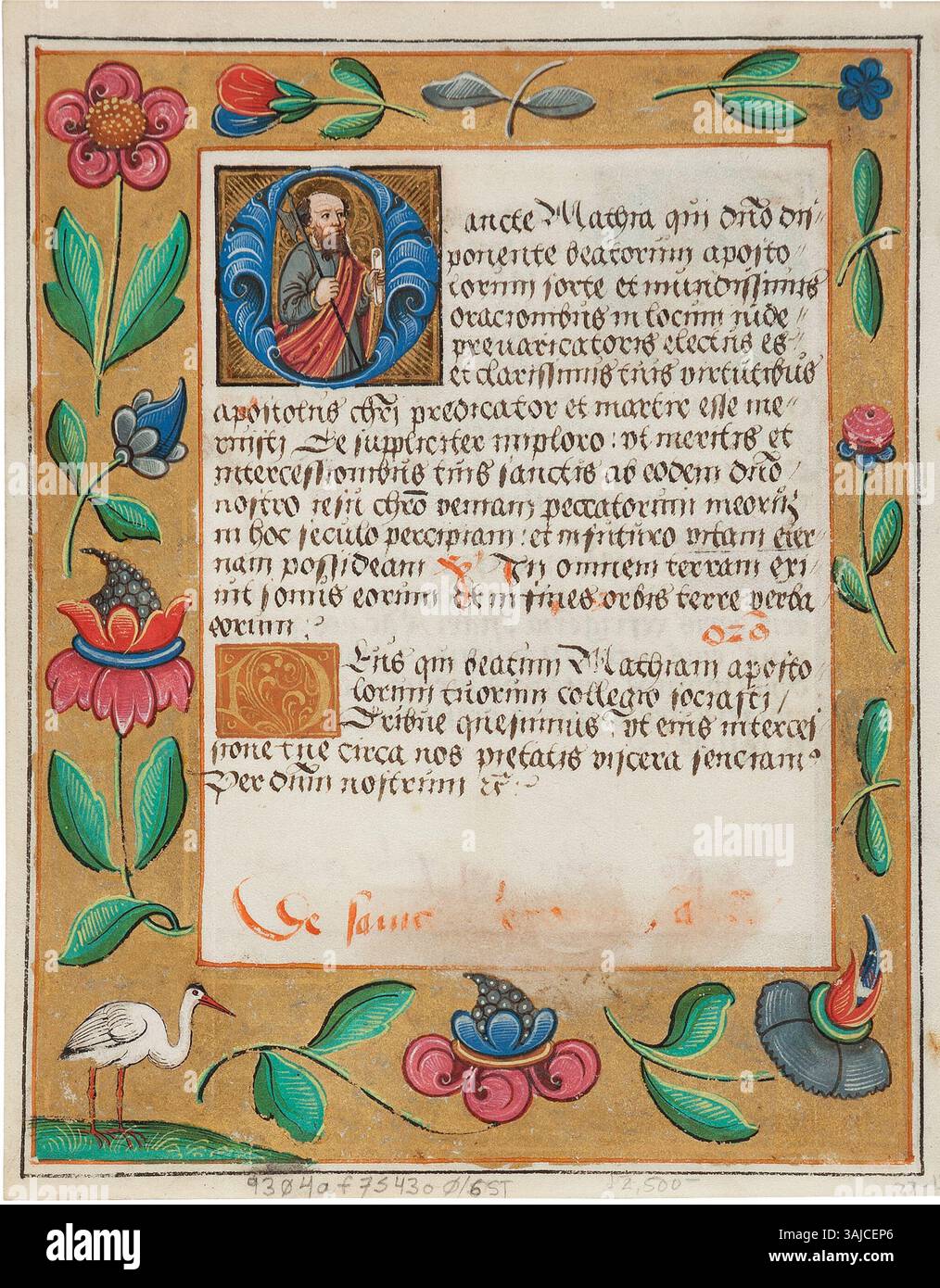 This illuminated leaf from a 1524 Psalter and Prayerbook features Saint ...