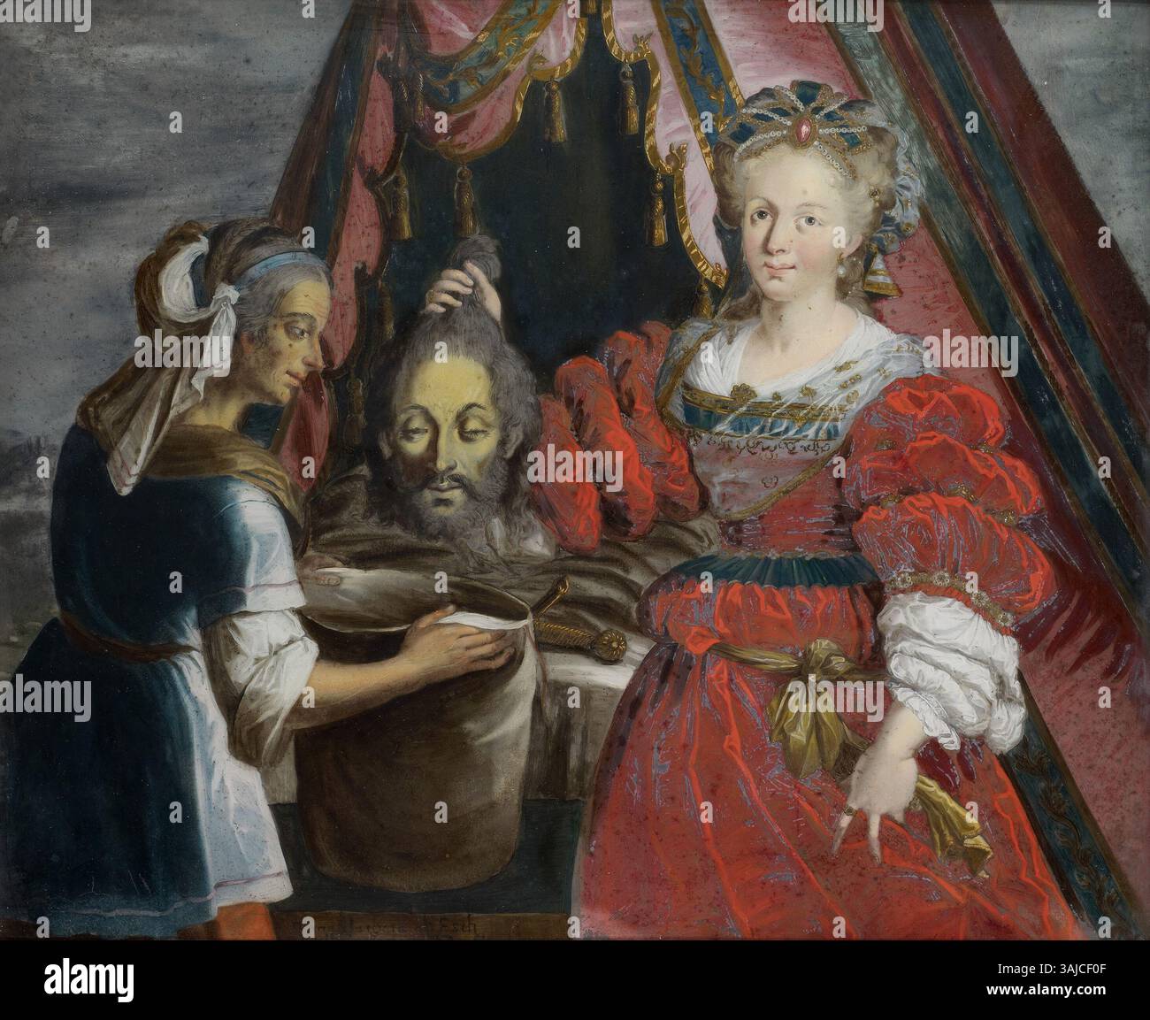 This 1744 glass painting by Anna Maria Barbara Abesch depicts Judith ...