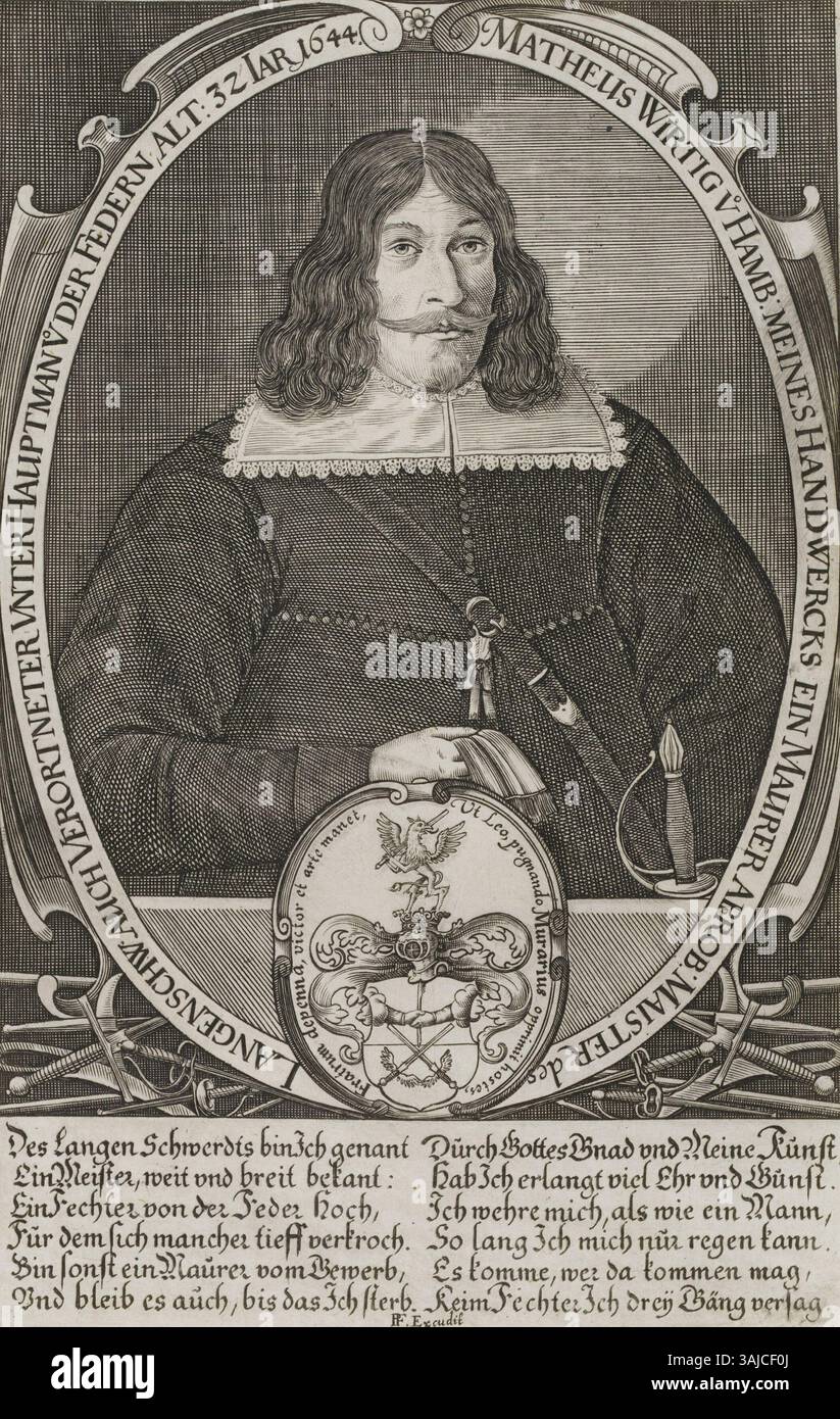 Portrait of Mattheus Wirtig by P. F., a copperplate engraving from the ...