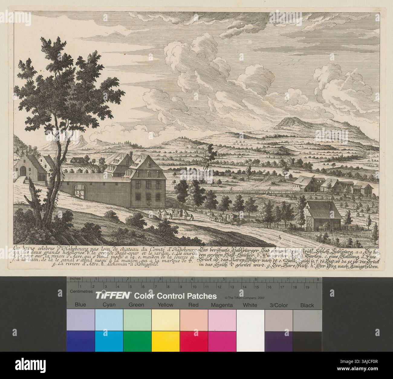 An etching from the 1700s-1750s depicting the famous Habsburg baths ...