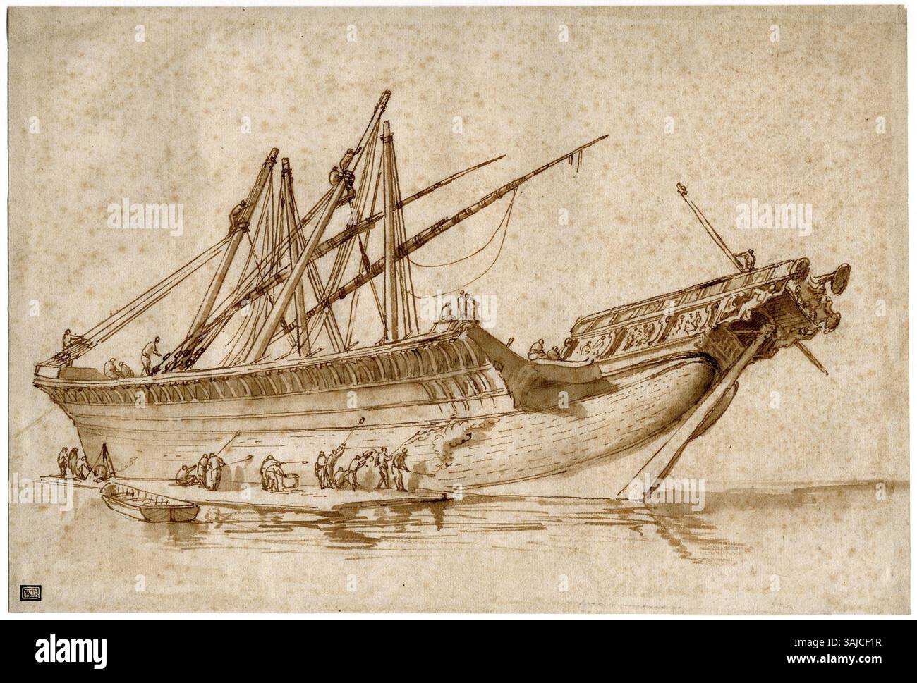 'The Caulking of a Mediterranean Galley' (1623-1658) by Abraham ...