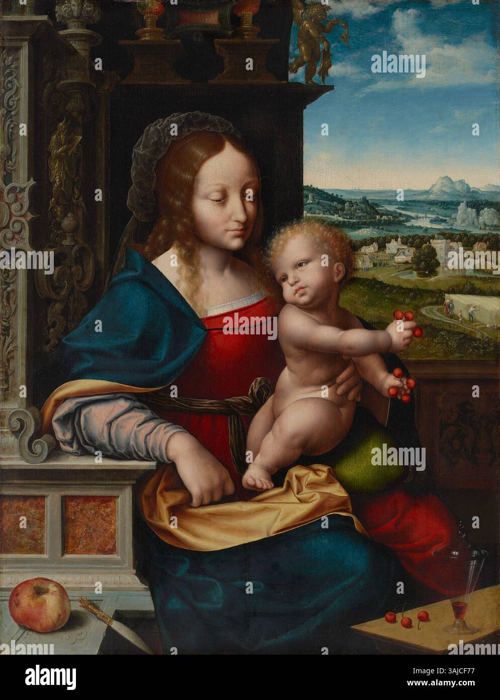The Madonna of the Cherries, painted by Joos van Cleve between 1525 and ...