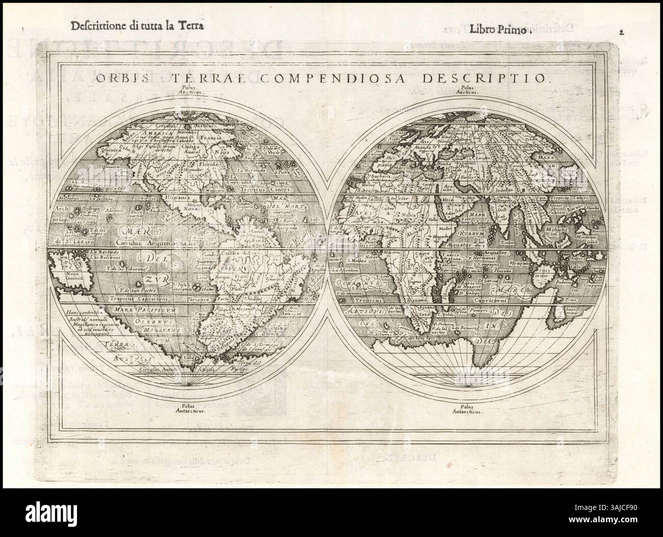 This 1598 world map, titled 'Orbis Terrae Compendiosa Descriptio,' is a ...