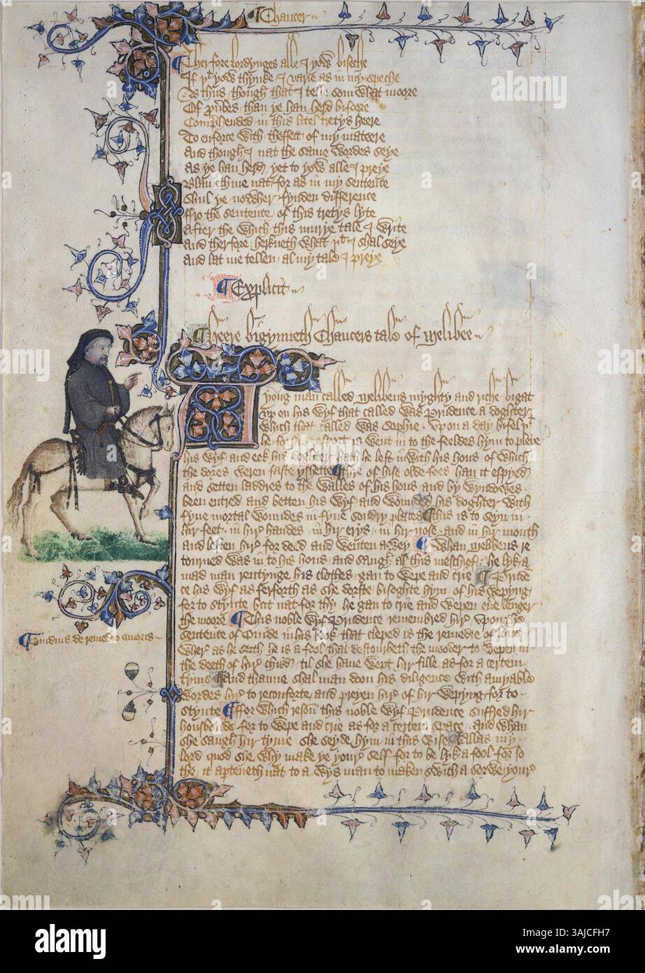 A color-enhanced version of the Ellesmere Chaucer manuscript, featuring ...