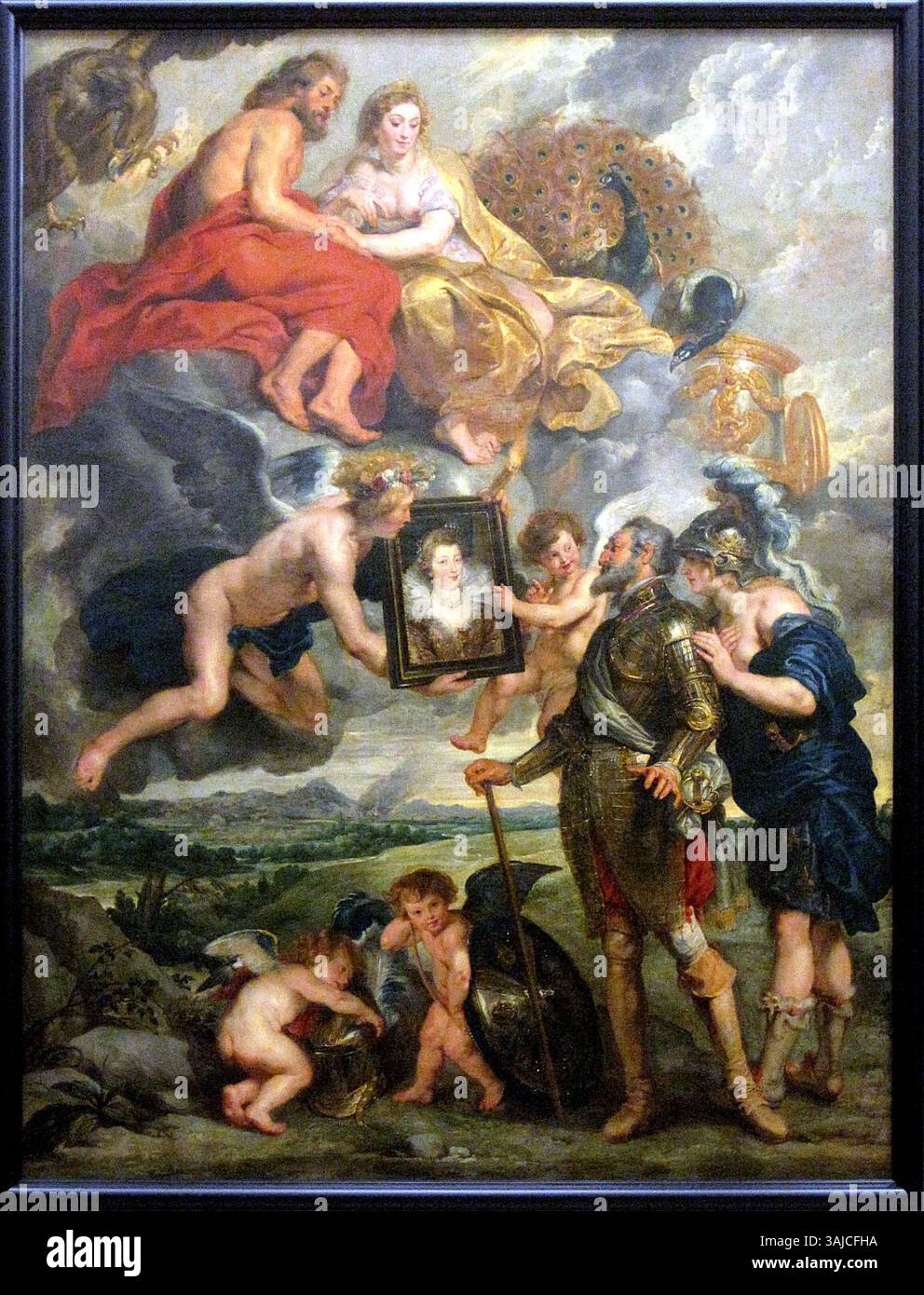 Peter Paul Rubens’ painting 'Minerva Presents the Portrait of Maria de’ Medici to Henry IV ...