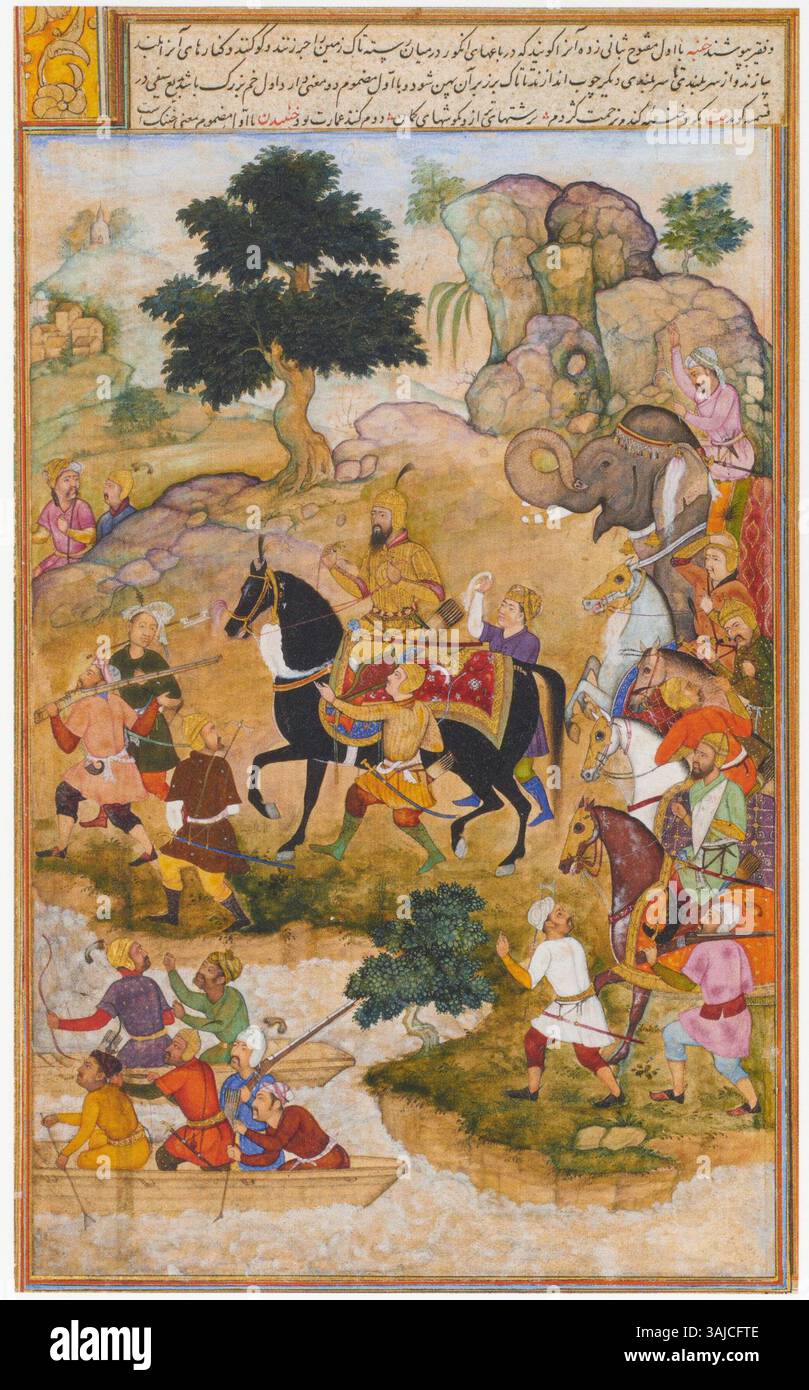 This 1590 painting depicts Muzaffar Khan’s attempt to reconquer Hajipur ...