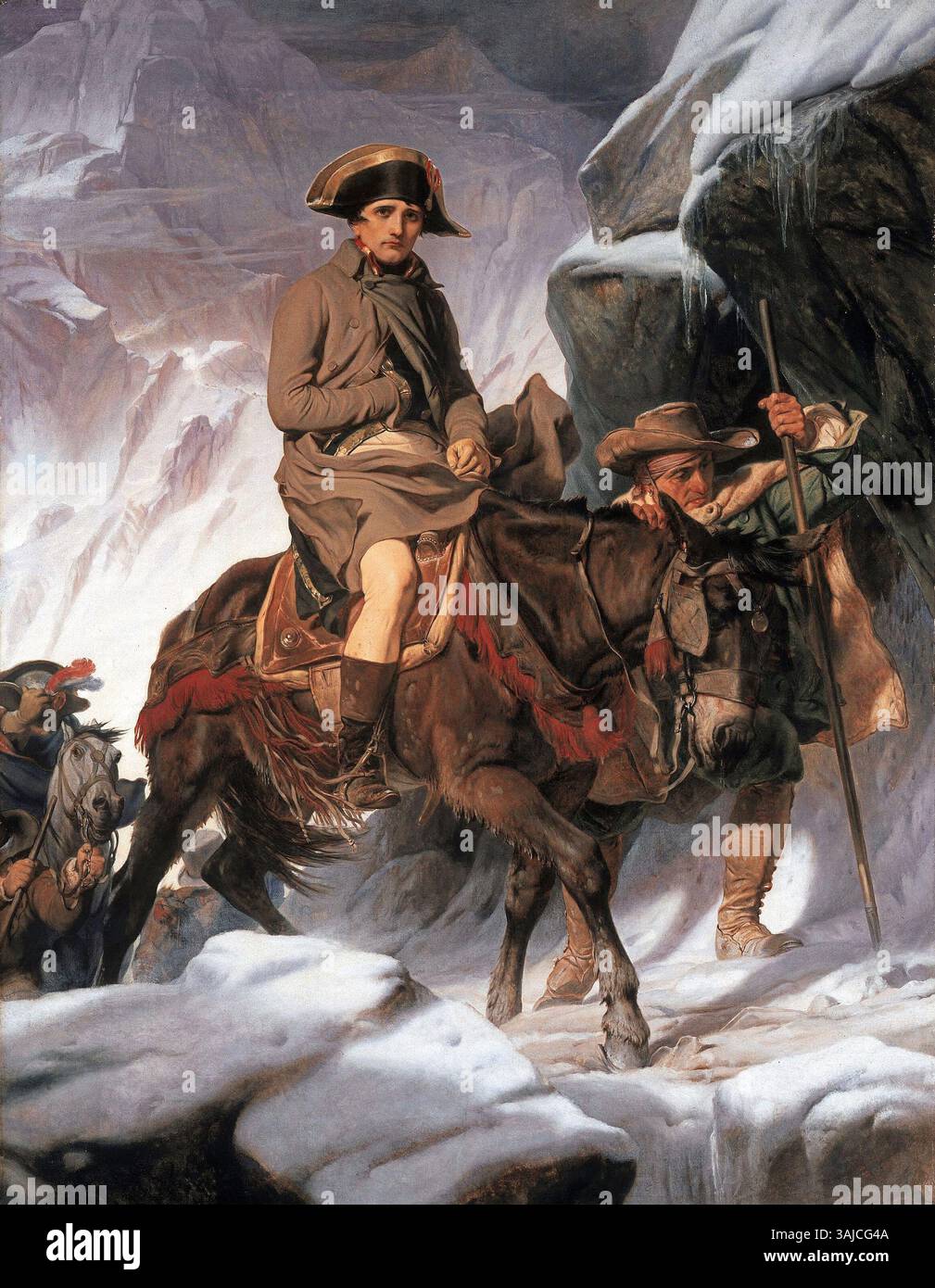 Paul Delaroche's 1850 depiction of Napoleon Crossing the Alps contrasts ...
